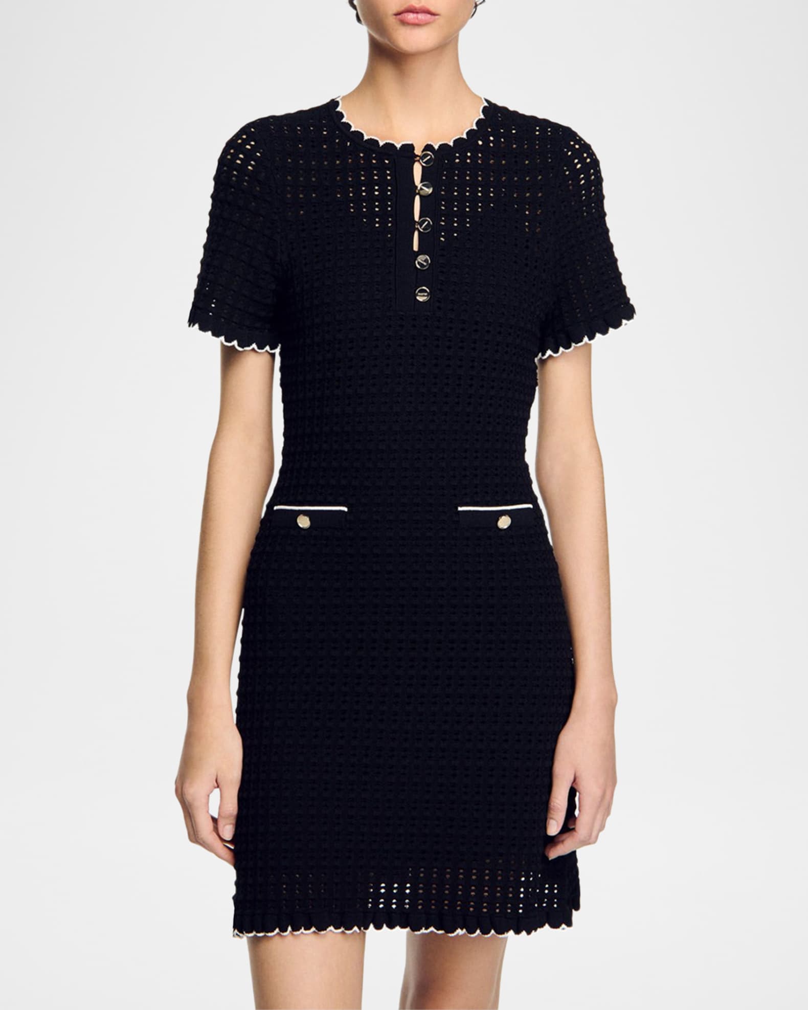 Sandro Dory Open-Knit Mini Dress | Neiman Marcus