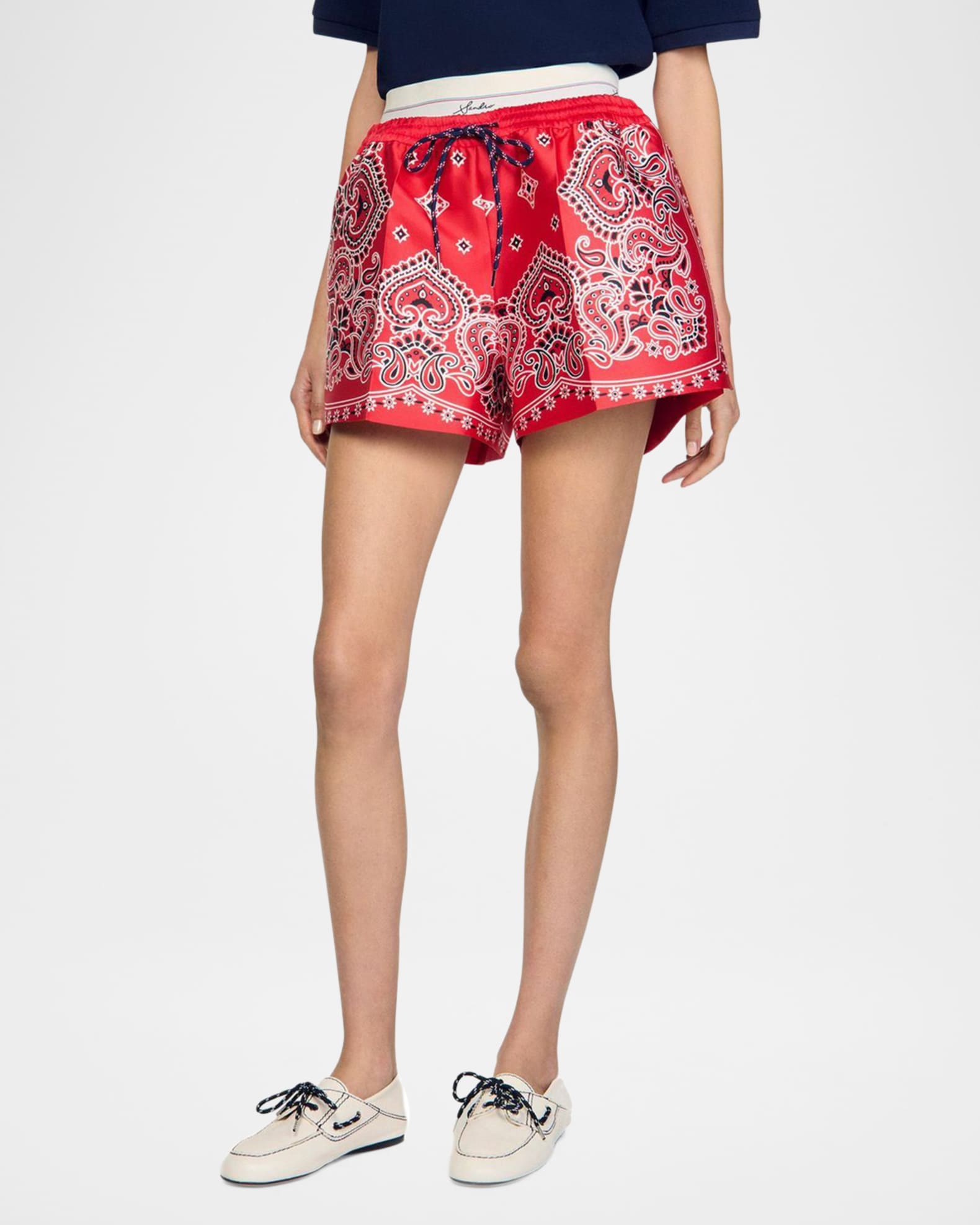 Sandro Bonifacio Bandana-Printed Shorts | Neiman Marcus