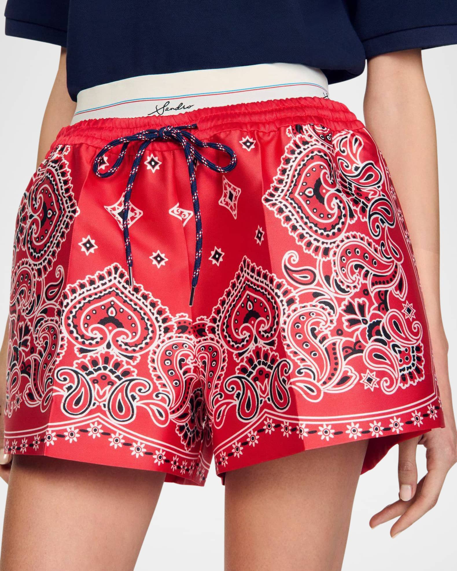 Sandro Bonifacio Bandana-Printed Shorts | Neiman Marcus