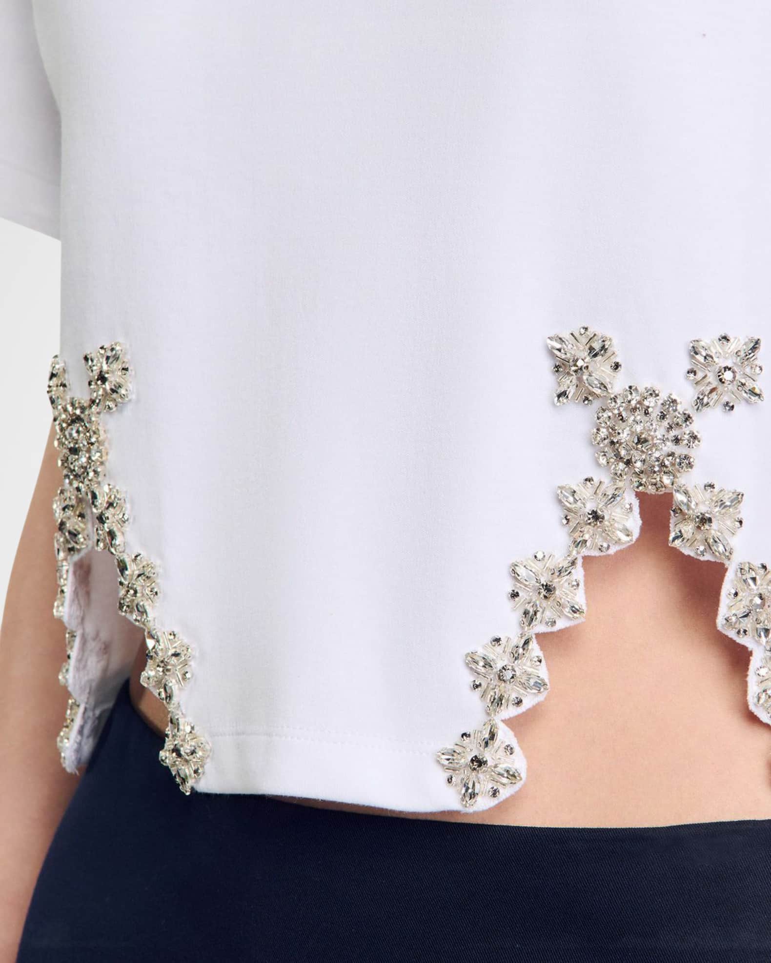 Sandro Giada Embellished Cropped T-Shirt | Neiman Marcus