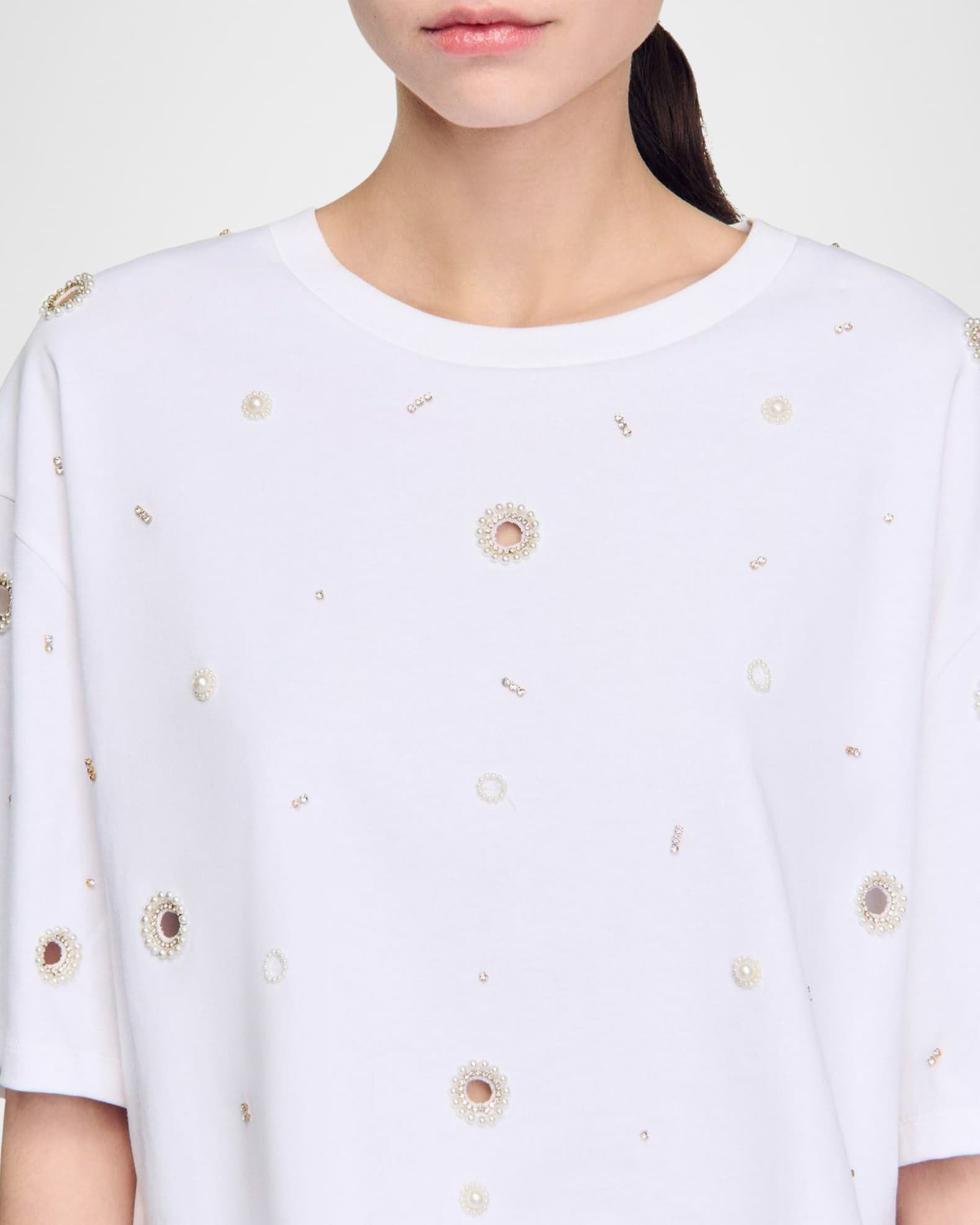 Sandro Limonade Embellished Cropped T-Shirt | Neiman Marcus