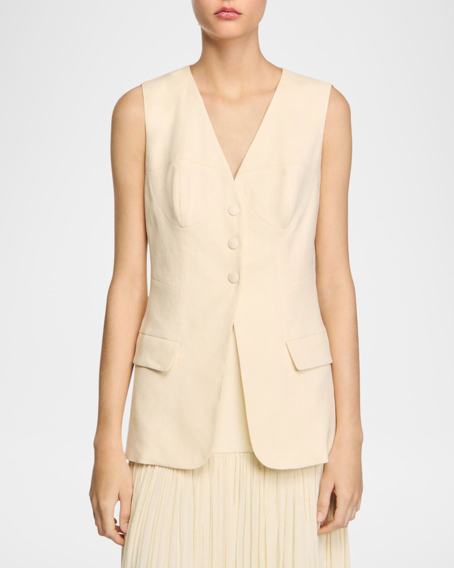 Sandro Catalina Linen-Blend Vest | Neiman Marcus