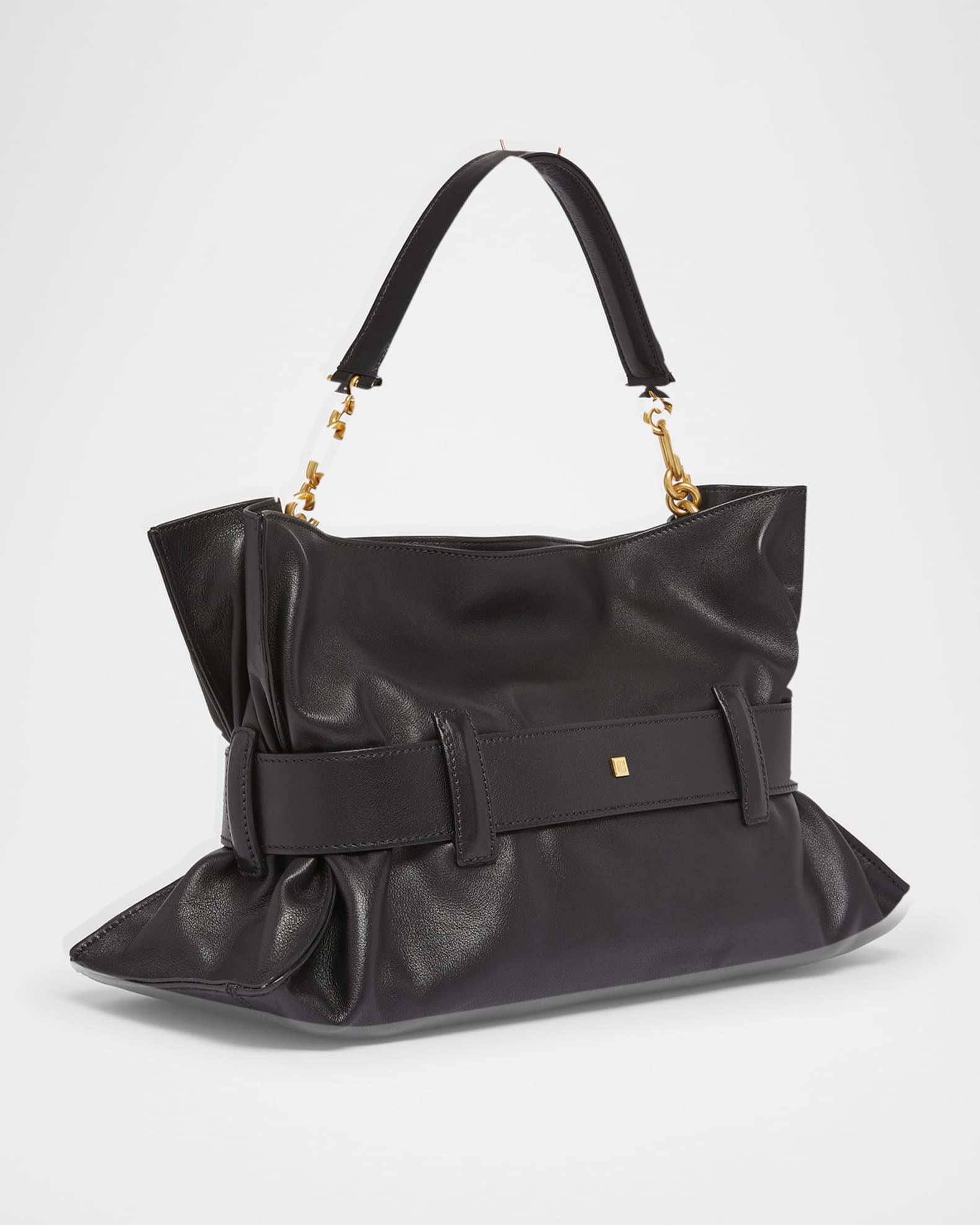 Balmain Anthem Medium Buckle Shoulder Bag in Calfskin | Neiman Marcus