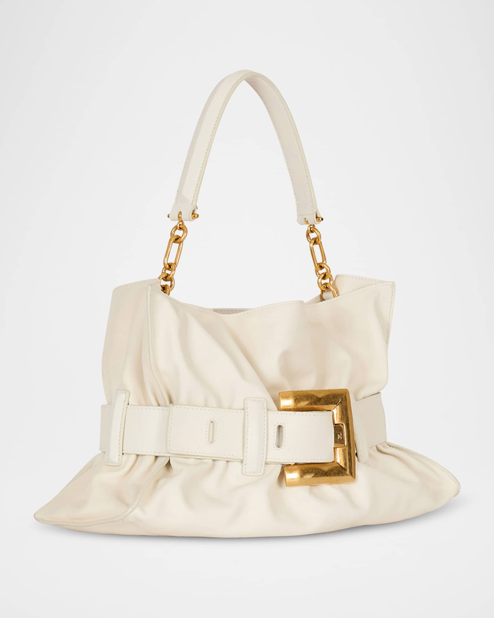 Balmain Anthem Medium Buckle Shoulder Bag in Calfskin | Neiman Marcus