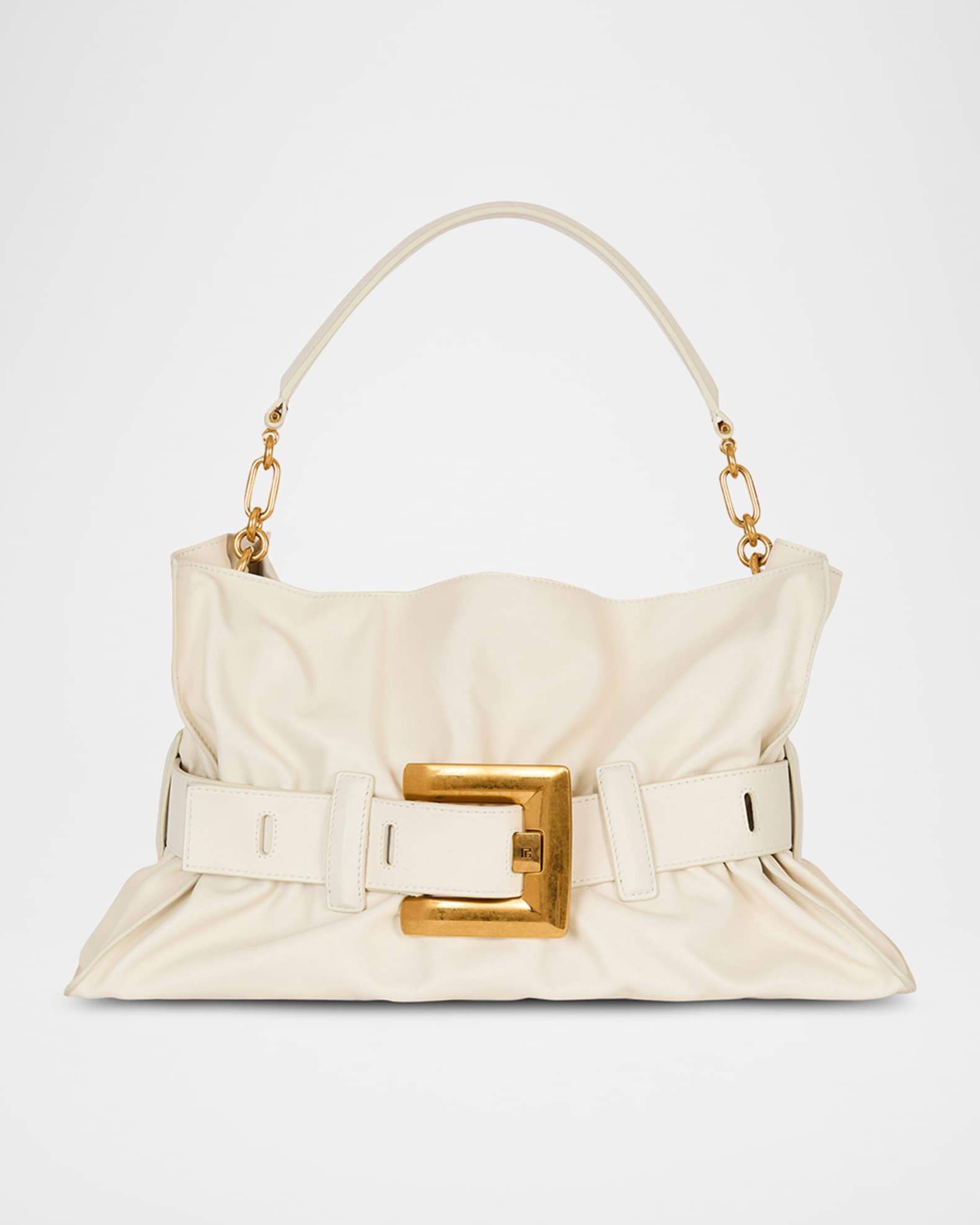 Balmain Anthem Medium Buckle Shoulder Bag in Calfskin | Neiman Marcus