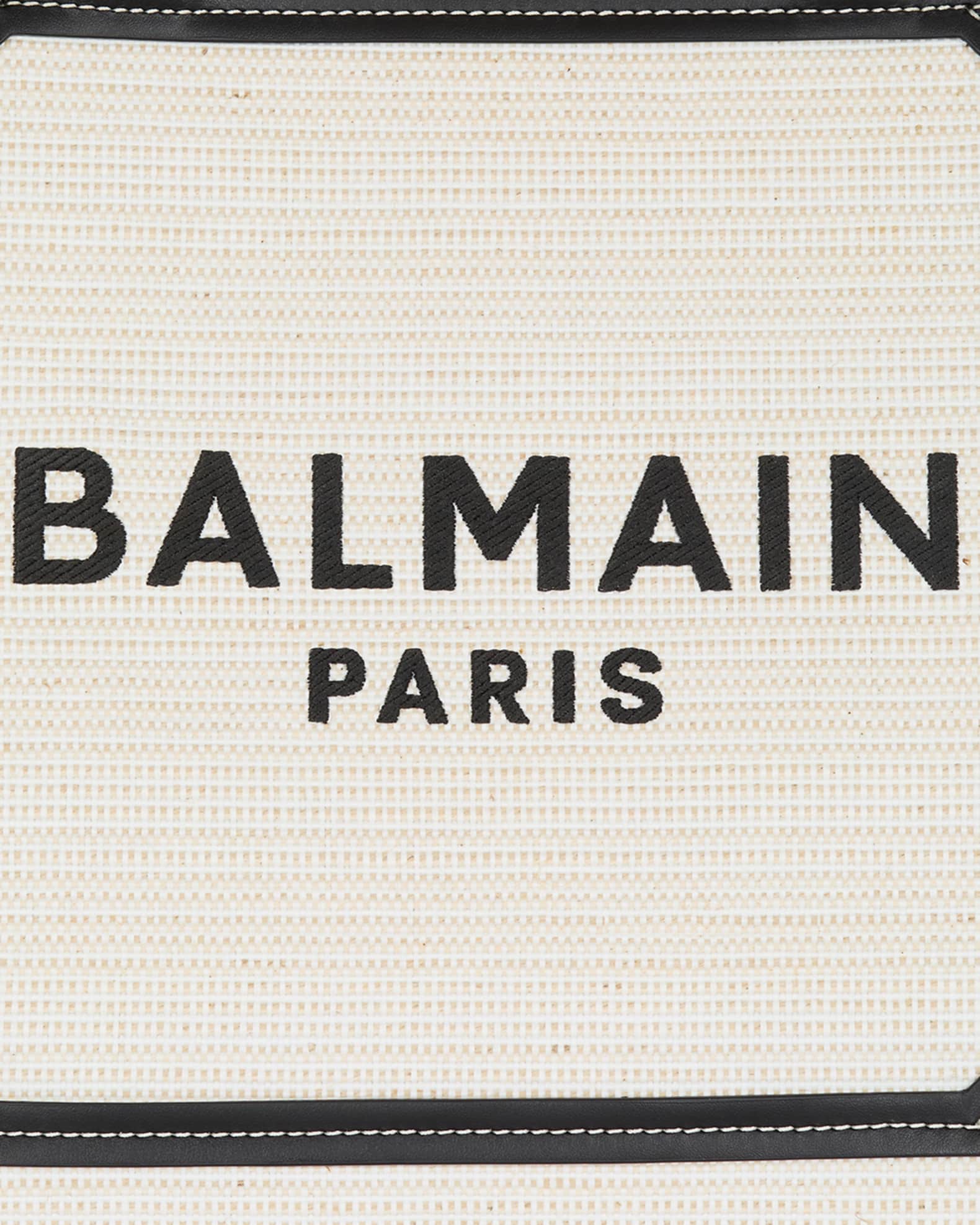 Balmain B-Army Medium Shopper Tote Bag in Raffia and Leather | Neiman ...