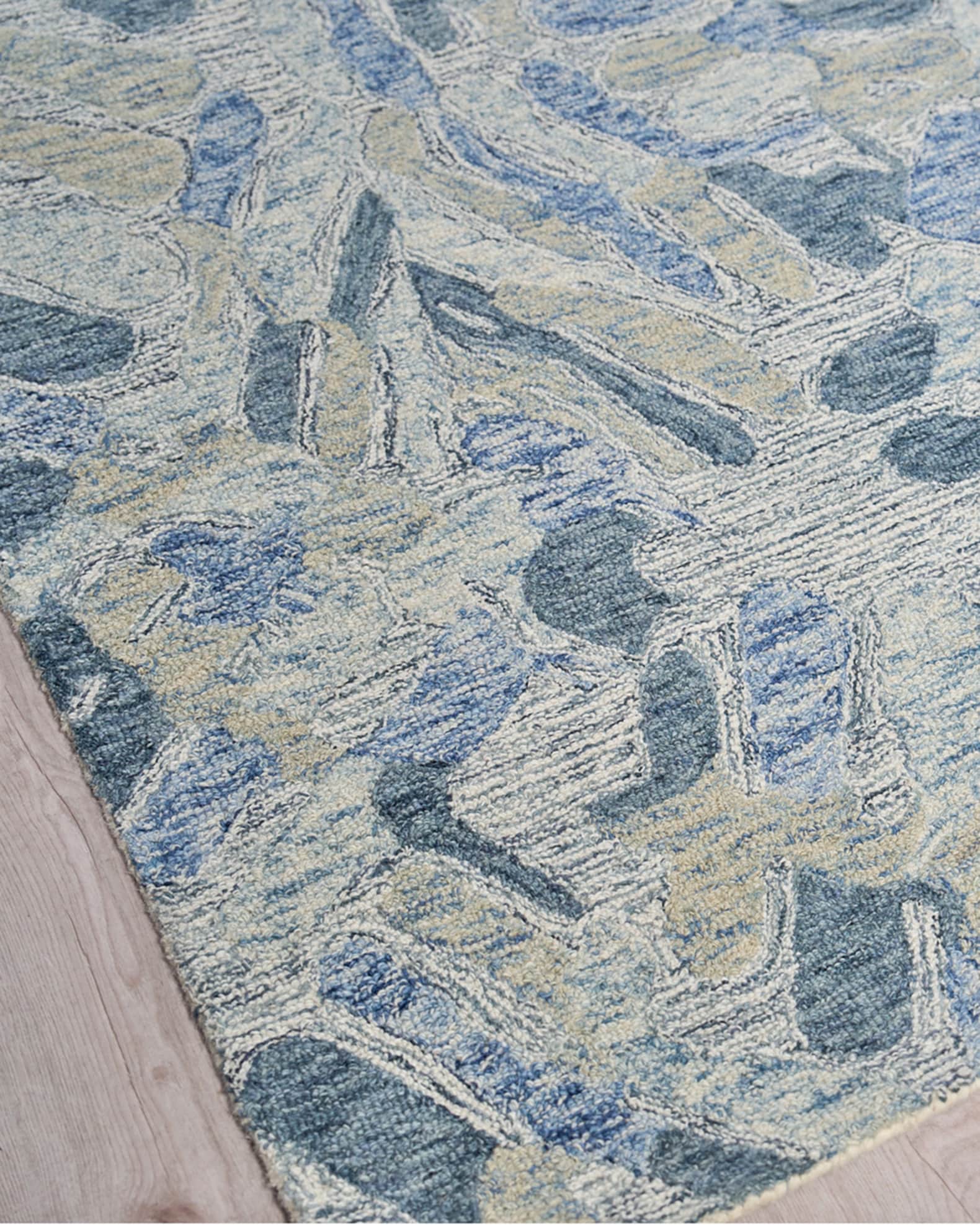 Exquisite Rugs Botanica Blue/Ivory/Multi New Zealand Wool hand-tufted ...