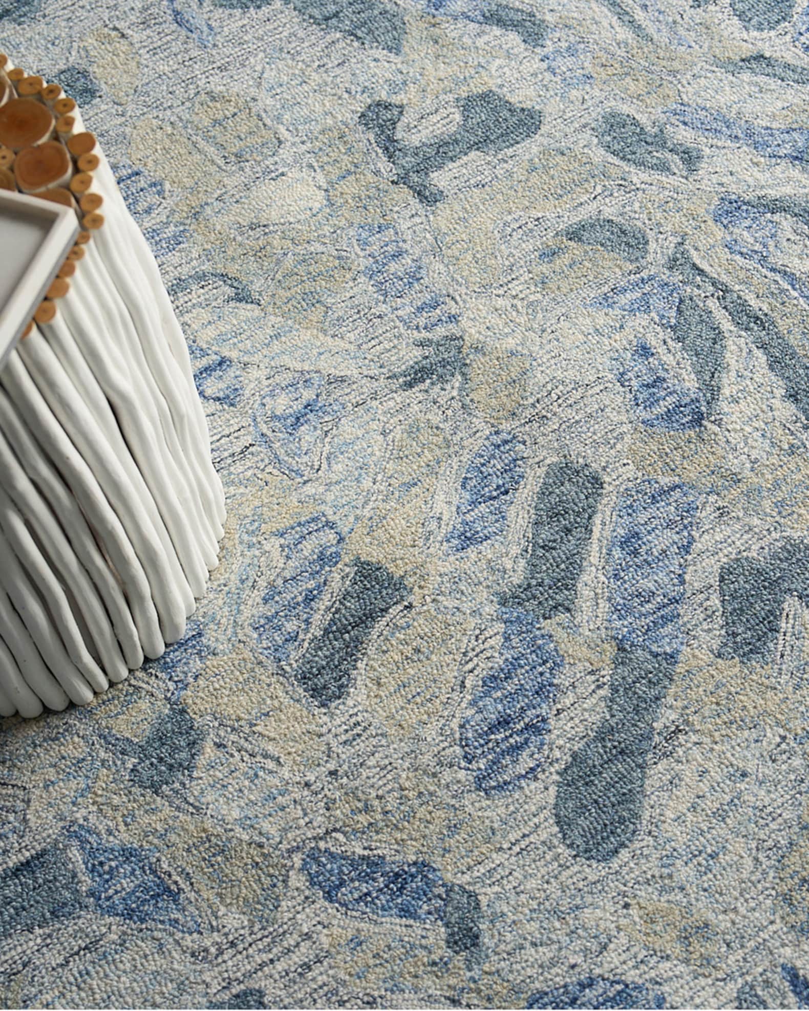 Exquisite Rugs Botanica Blue/Ivory/Multi New Zealand Wool hand-tufted ...