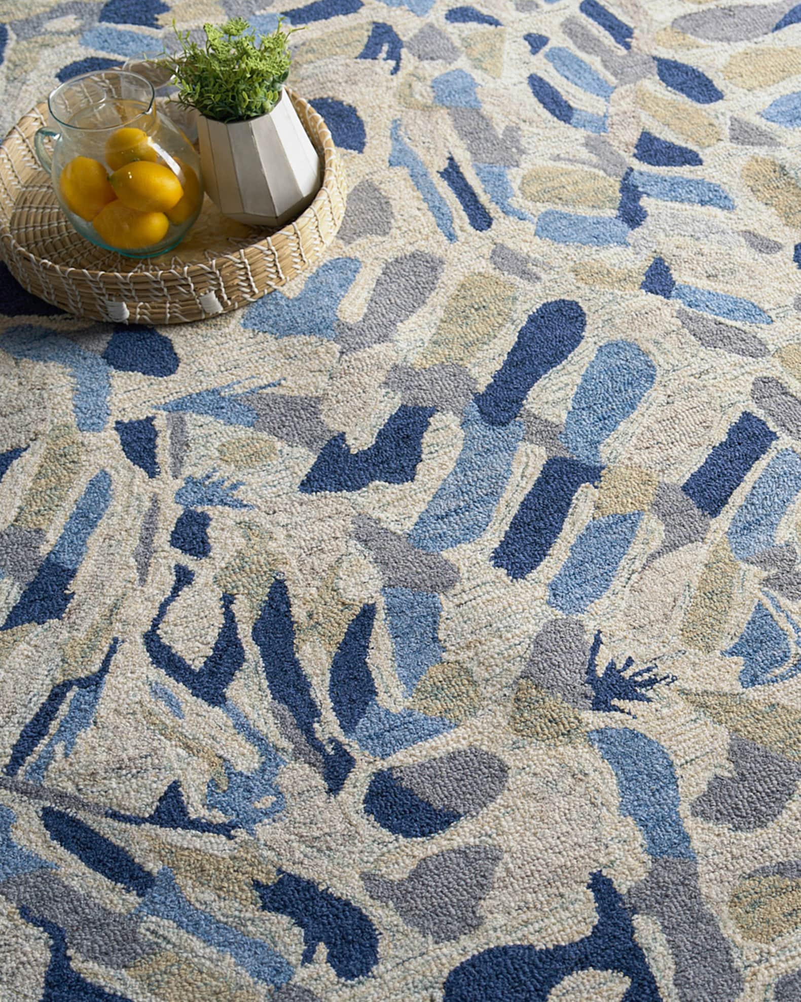 Exquisite Rugs Botanica Navy/Ivory/Multi New Zealand Wool hand-tufted ...