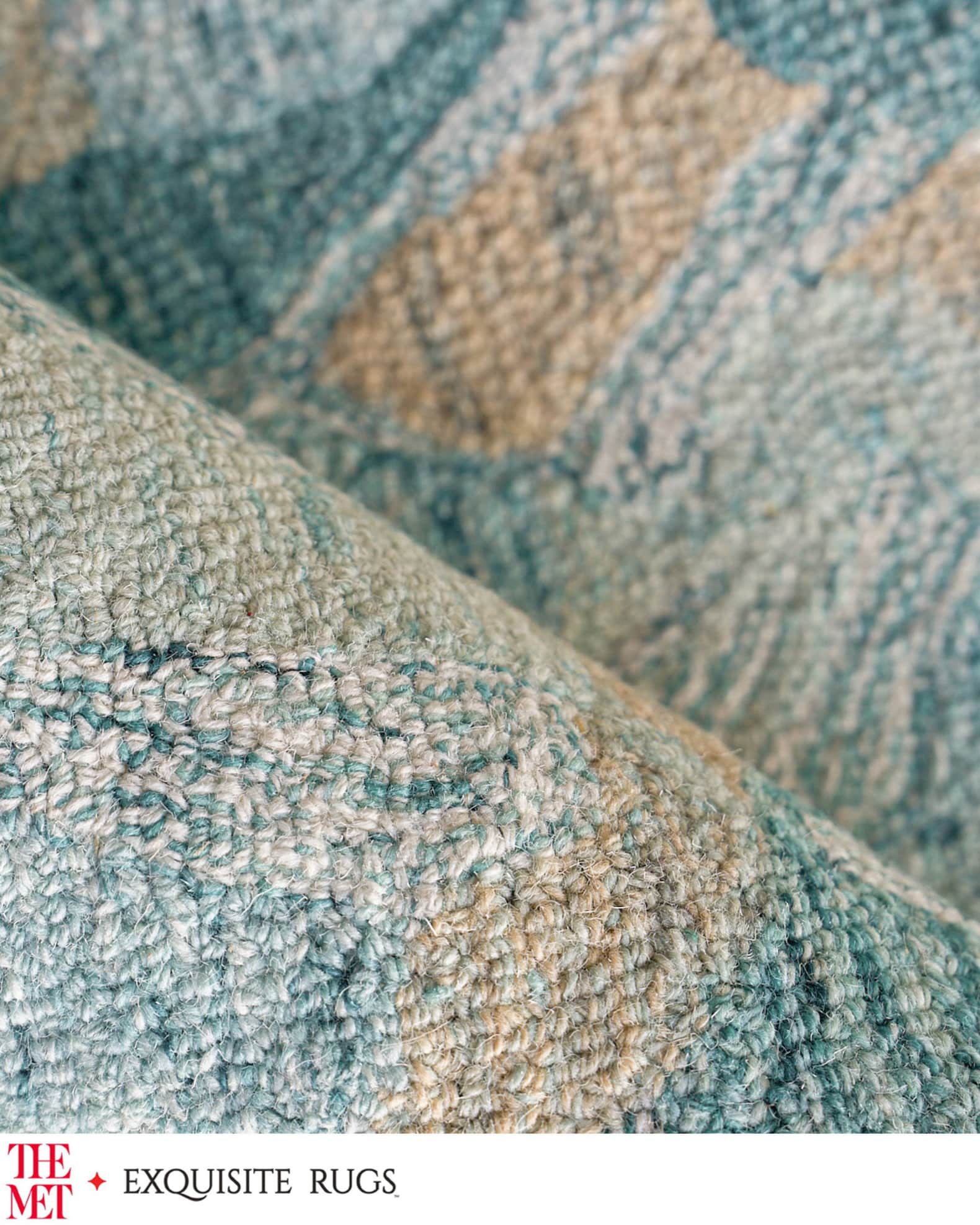 Exquisite Rugs x THE MET Botanica Hand-Tufted Turquoise Rug, 12' x 15 ...