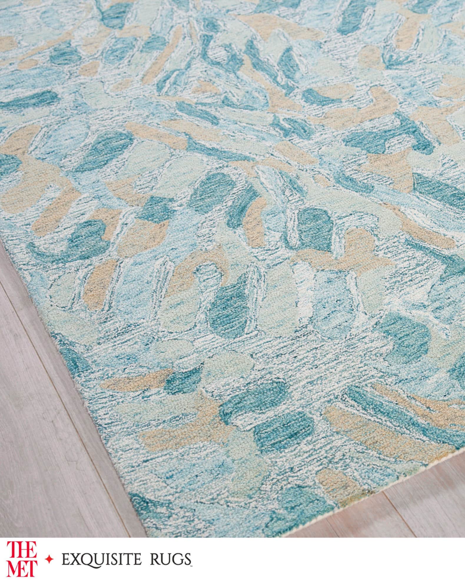 Exquisite Rugs x THE MET Botanica Hand-Tufted Turquoise Rug, 12' x 15 ...