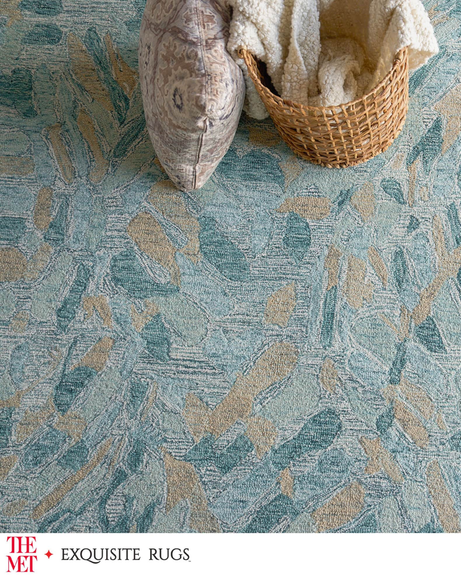 Exquisite Rugs x THE MET Botanica Hand-Tufted Turquoise Rug, 12' x 15 ...