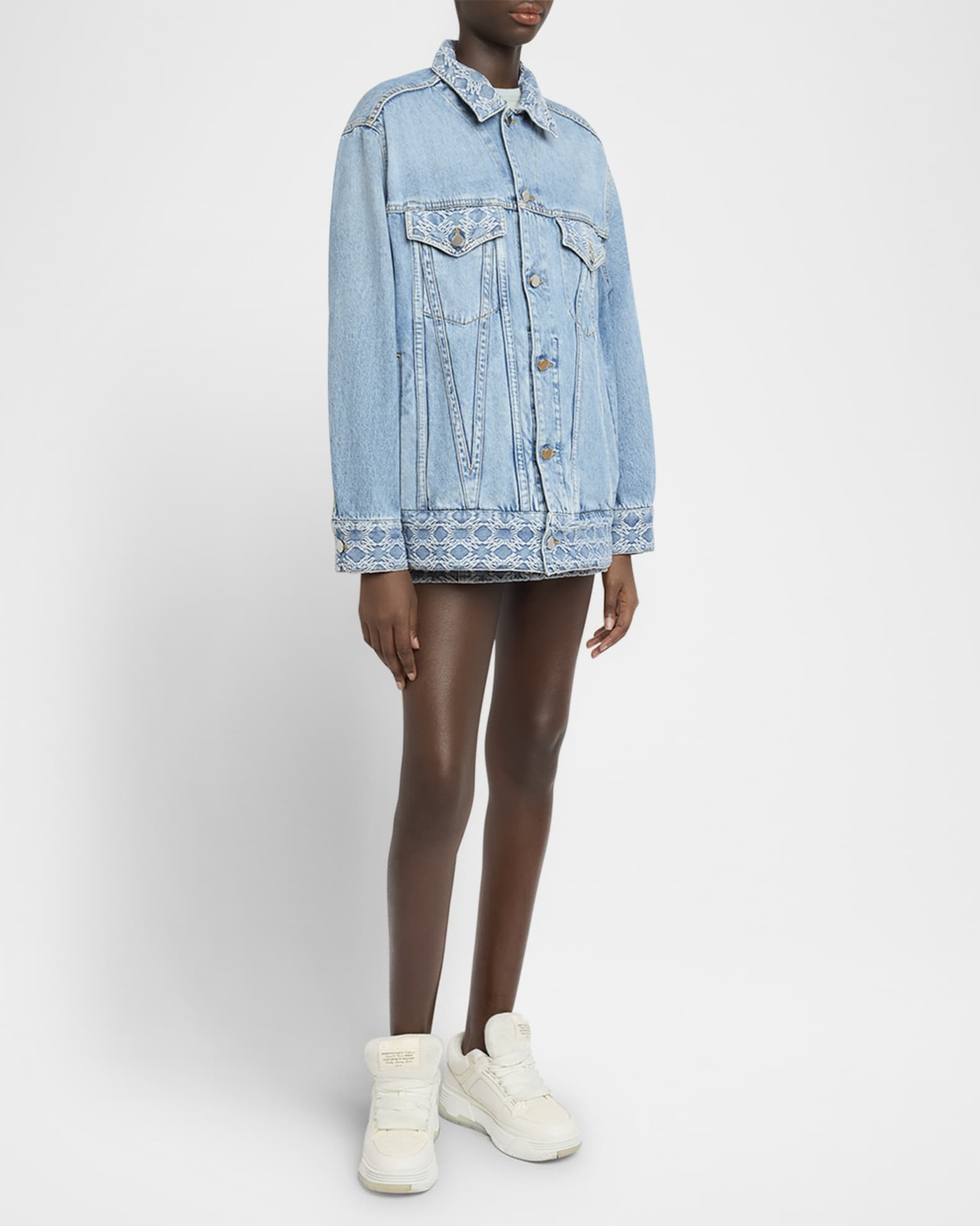 Amiri MA Quad Denim Jacquard Trucker Jacket | Neiman Marcus