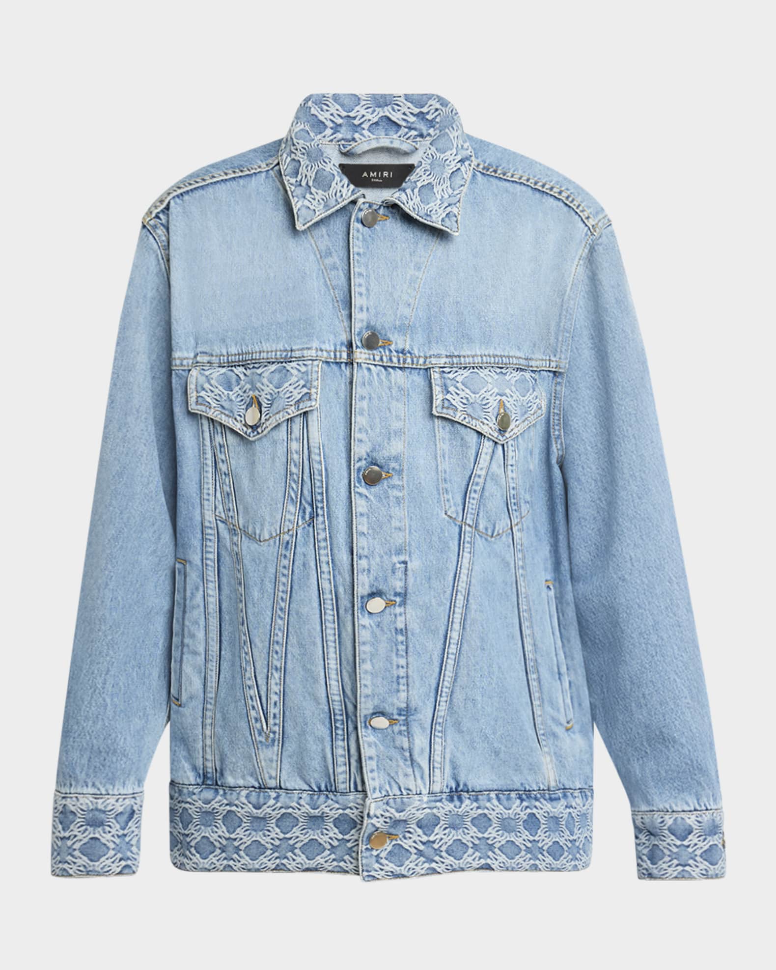 Amiri MA Quad Denim Jacquard Trucker Jacket | Neiman Marcus