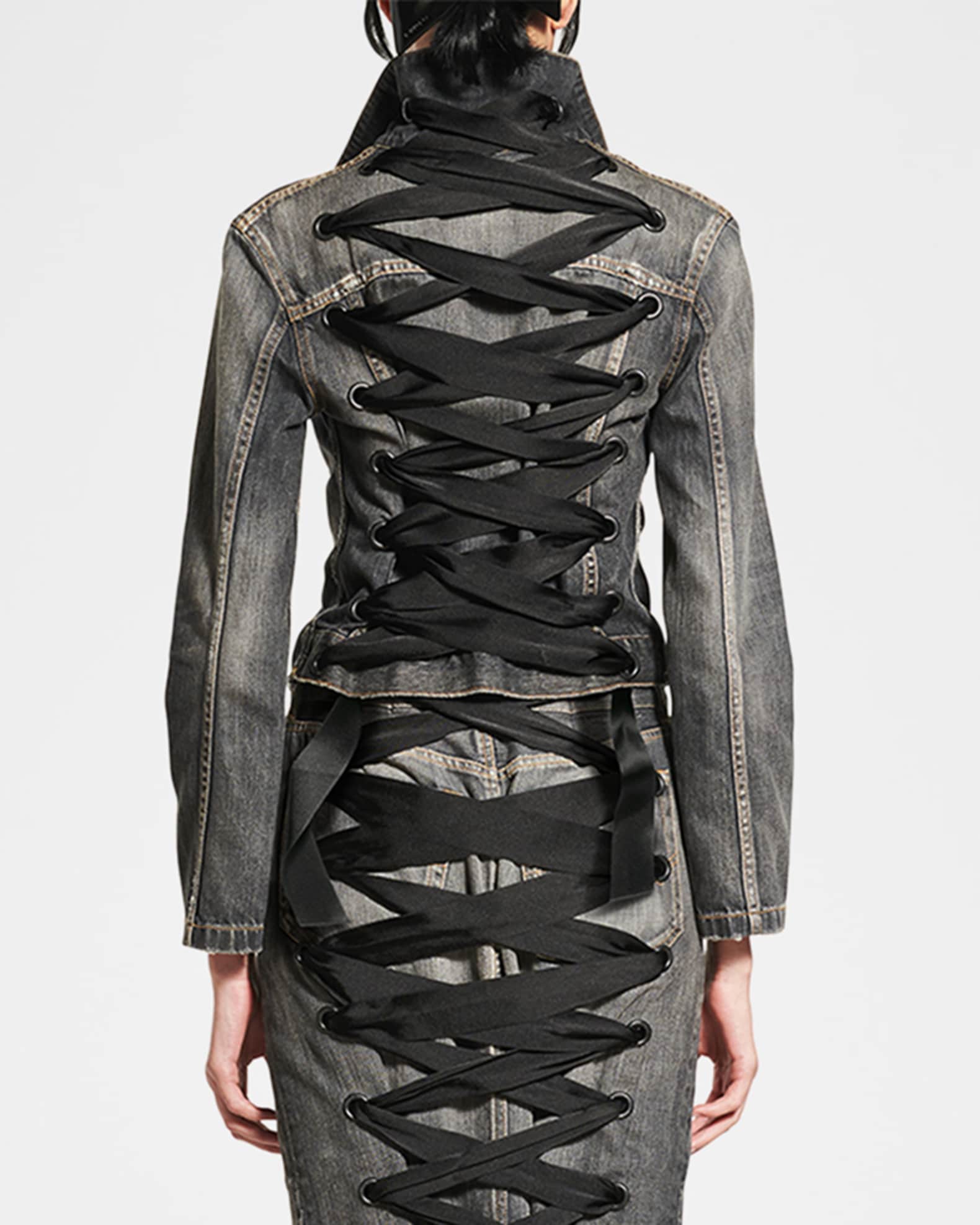 Balenciaga Lace-Up Denim Jacket | Neiman Marcus