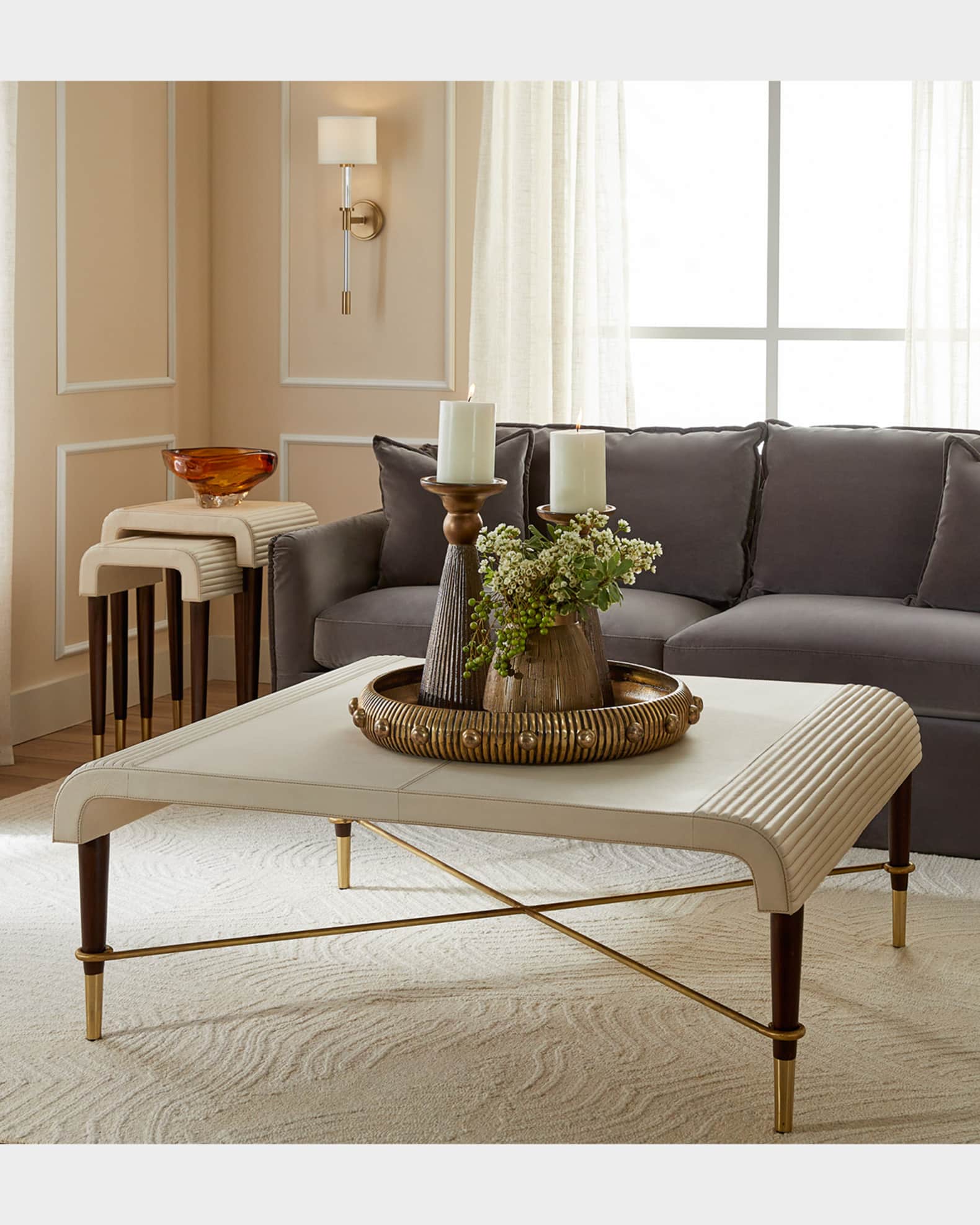 Nova Leather Cocktail Table | Neiman Marcus