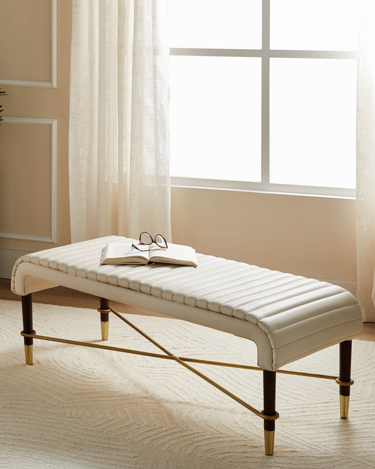 Nova Leather Bench - 50" | Neiman Marcus