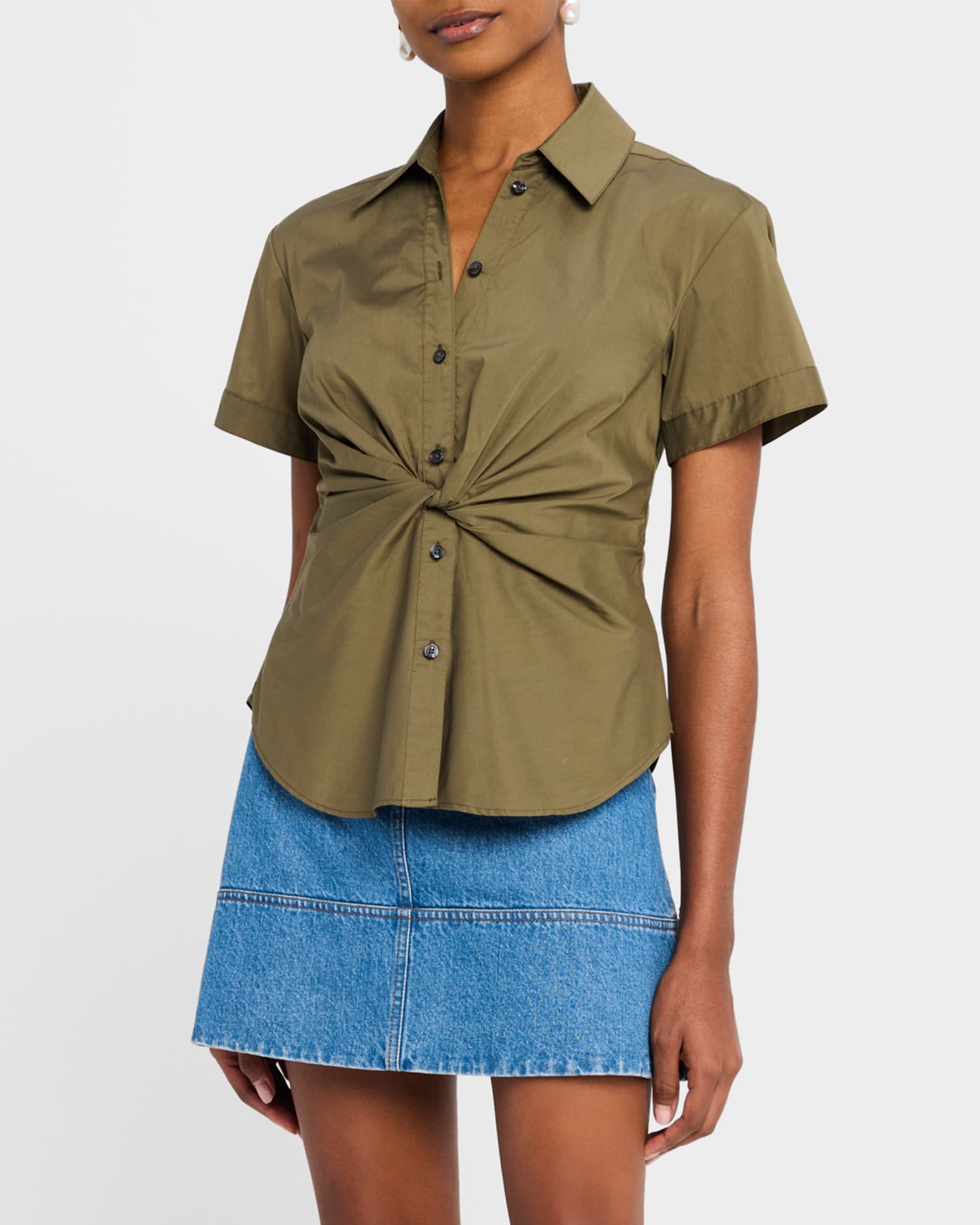 Tanya Taylor Oakey Short-Sleeve Twist Top | Neiman Marcus