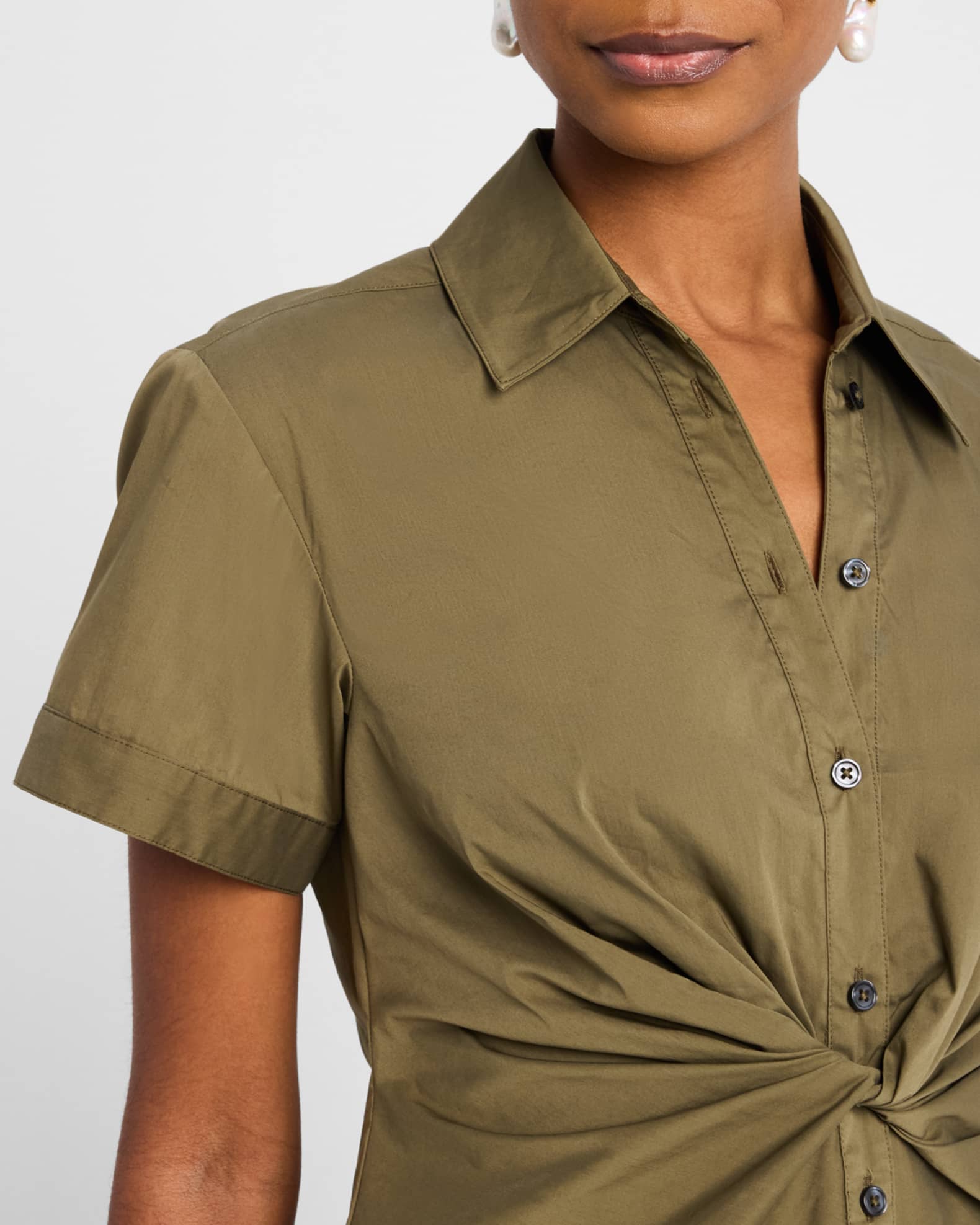 Tanya Taylor Oakey Short-Sleeve Twist Top | Neiman Marcus