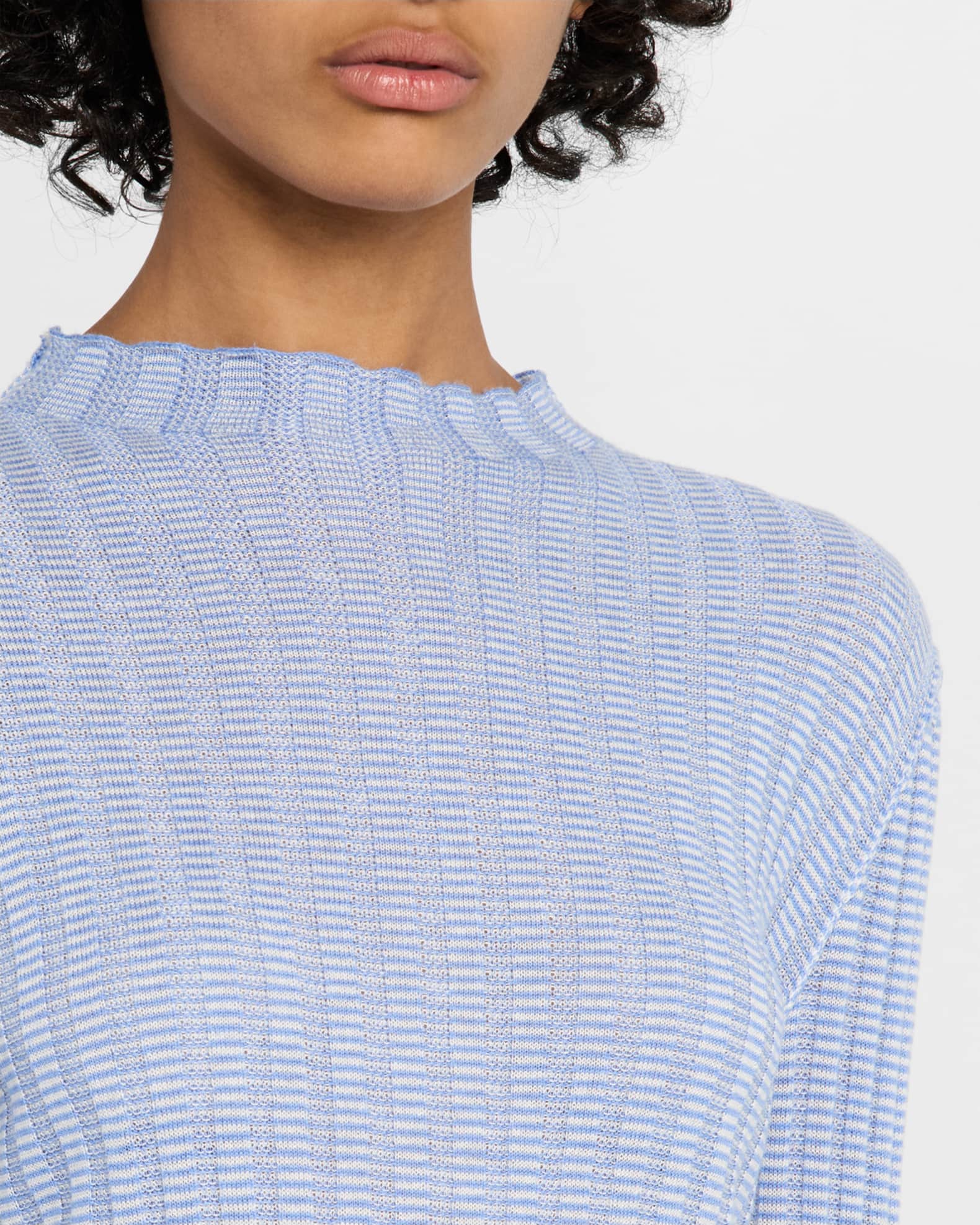 Guest in Residence Fine Stripe Mock-Neck Mini Dress | Neiman Marcus