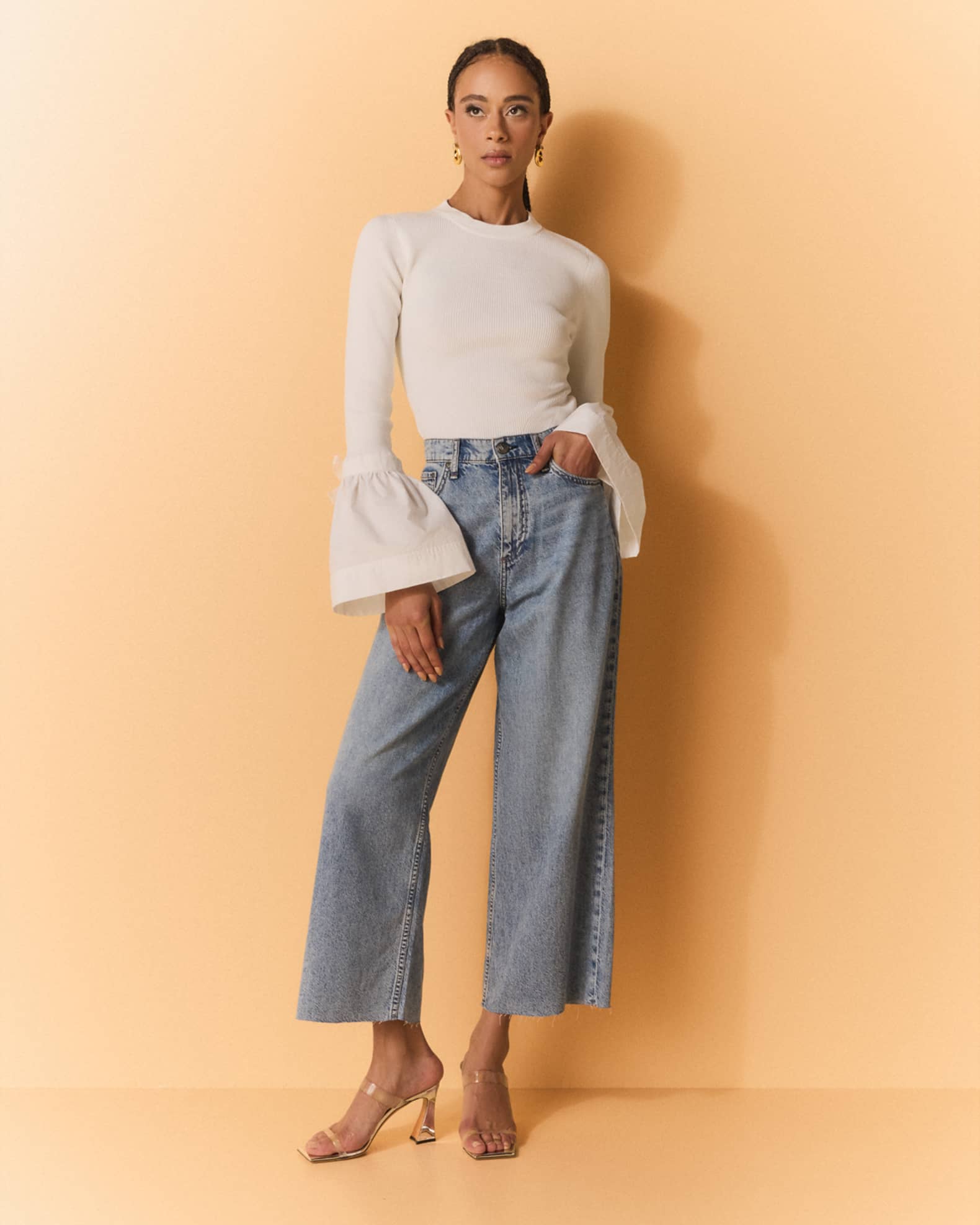 Rag & Bone Featherweight Andi High-Rise Wide Ankle Jeans | Neiman Marcus