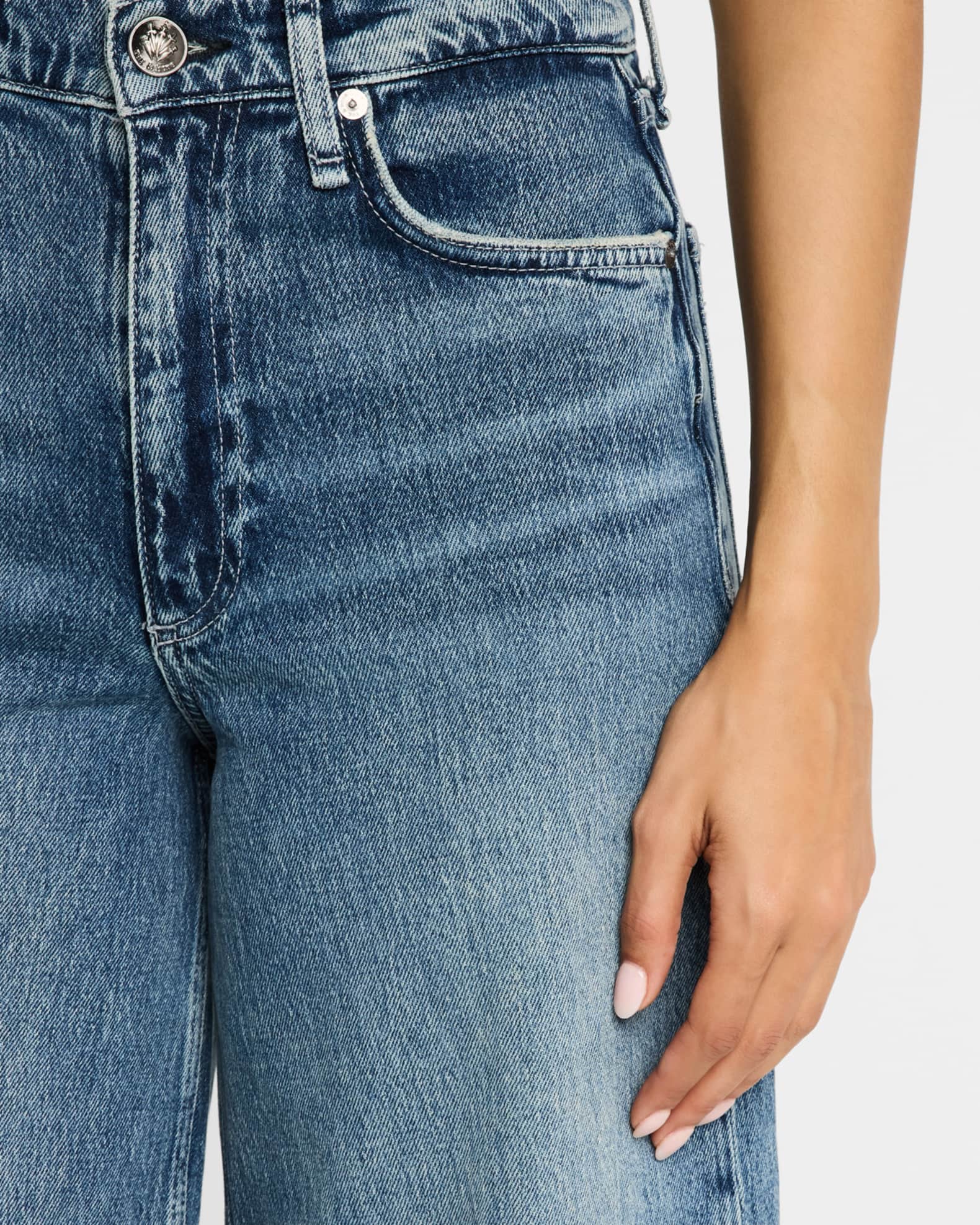 Rag & Bone Sofie High-Rise Wide-Leg Ankle Cuff Jeans | Neiman Marcus