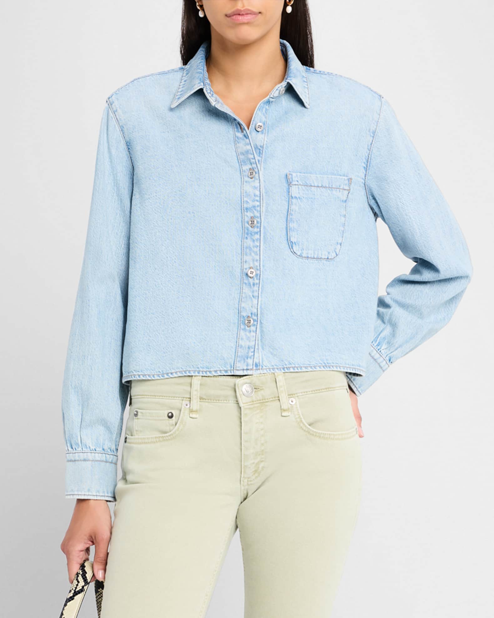 Rag & Bone Ultra Featherweight Cropped Maxine Shirt | Neiman Marcus