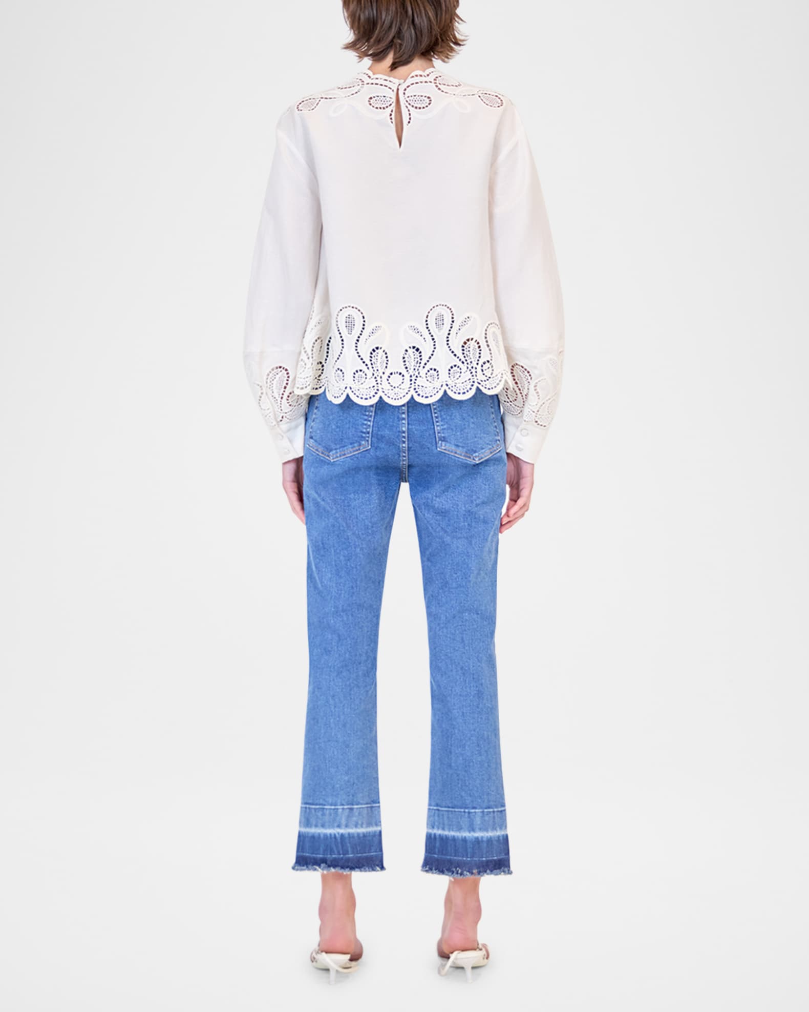 SIMKHAI Wendlyn Embroidered Long-Sleeve Top | Neiman Marcus