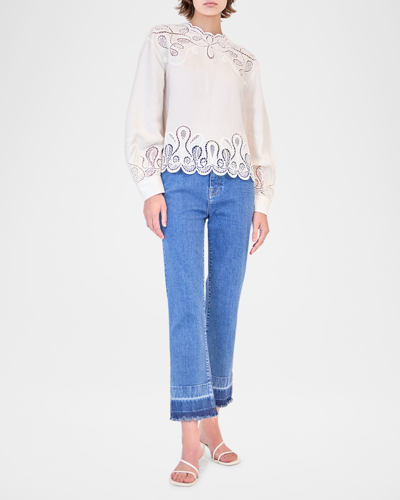 SIMKHAI Wendlyn Embroidered Long-Sleeve Top | Neiman Marcus