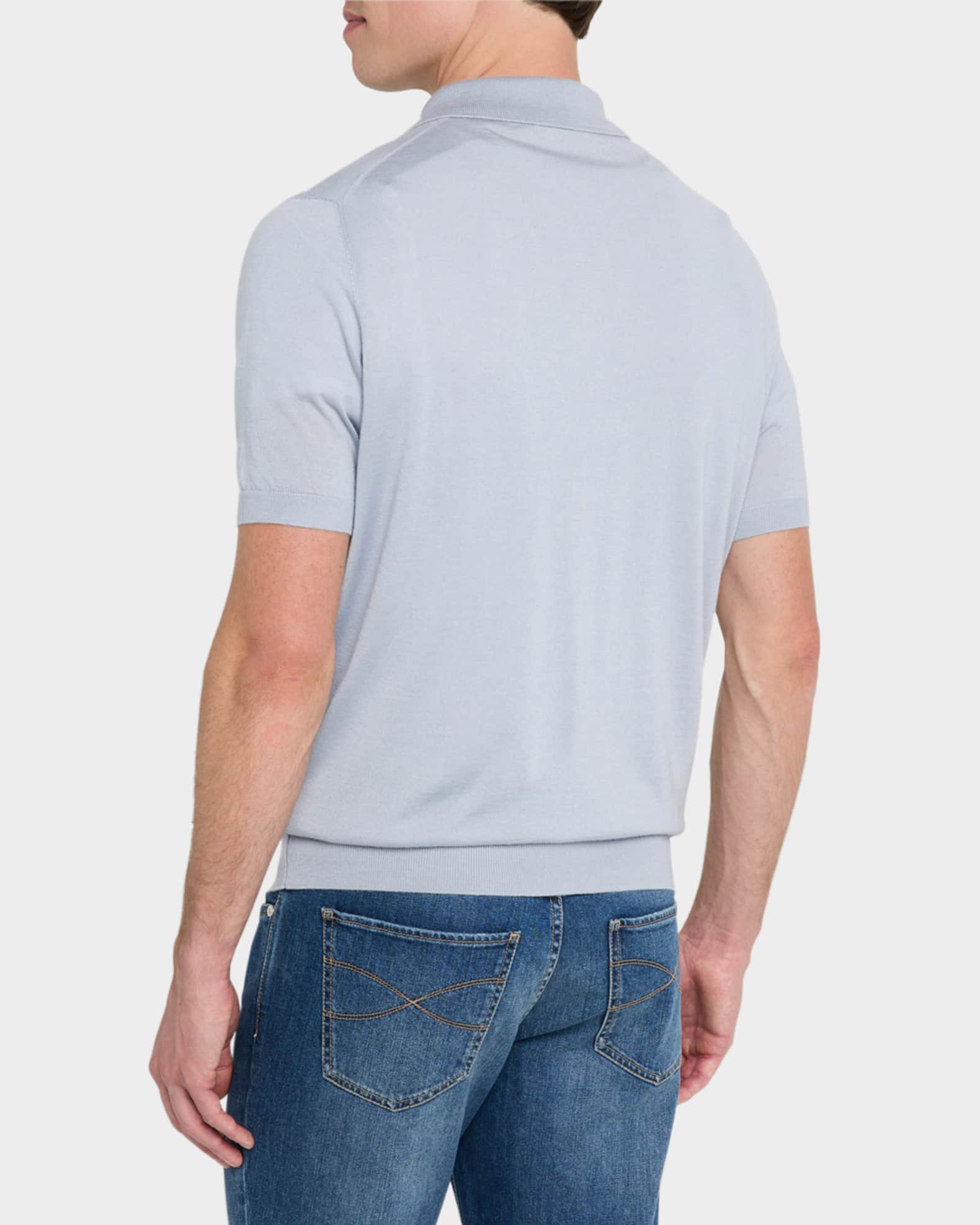 Colombo Men's Cashmere and Silk Short-Sleeve Polo Sweater | Neiman Marcus