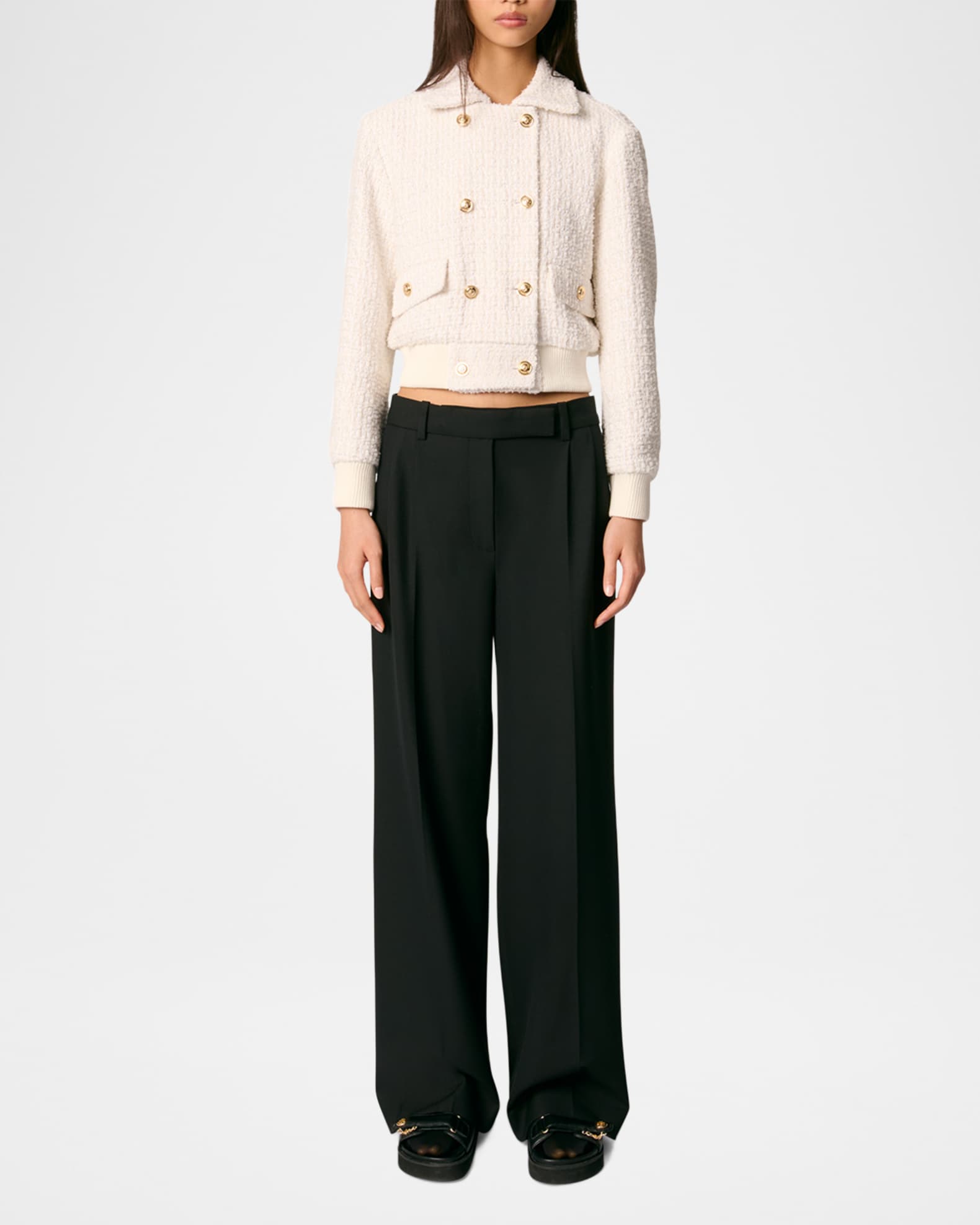 Maje Badeira Tweed-Effect Cropped Jacket | Neiman Marcus