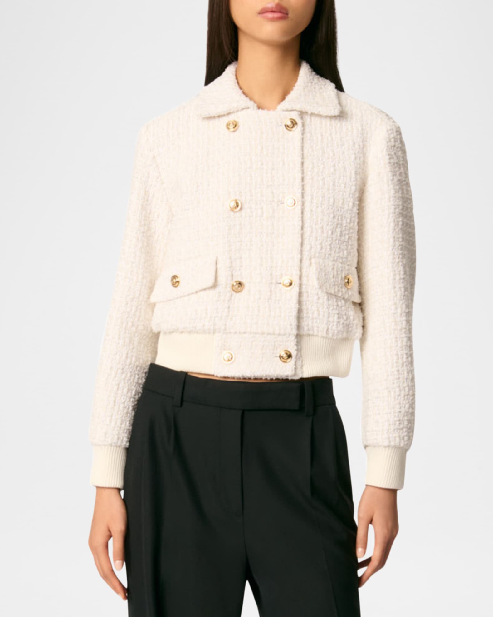Maje Badeira Tweed-Effect Cropped Jacket | Neiman Marcus