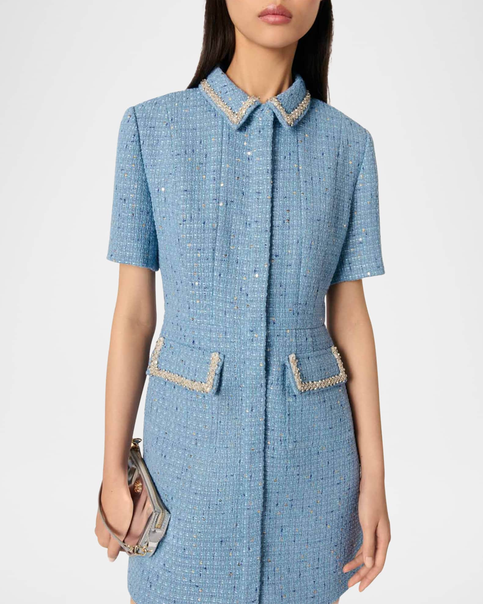 Maje Rilya Sequined Tweed Mini Dress | Neiman Marcus