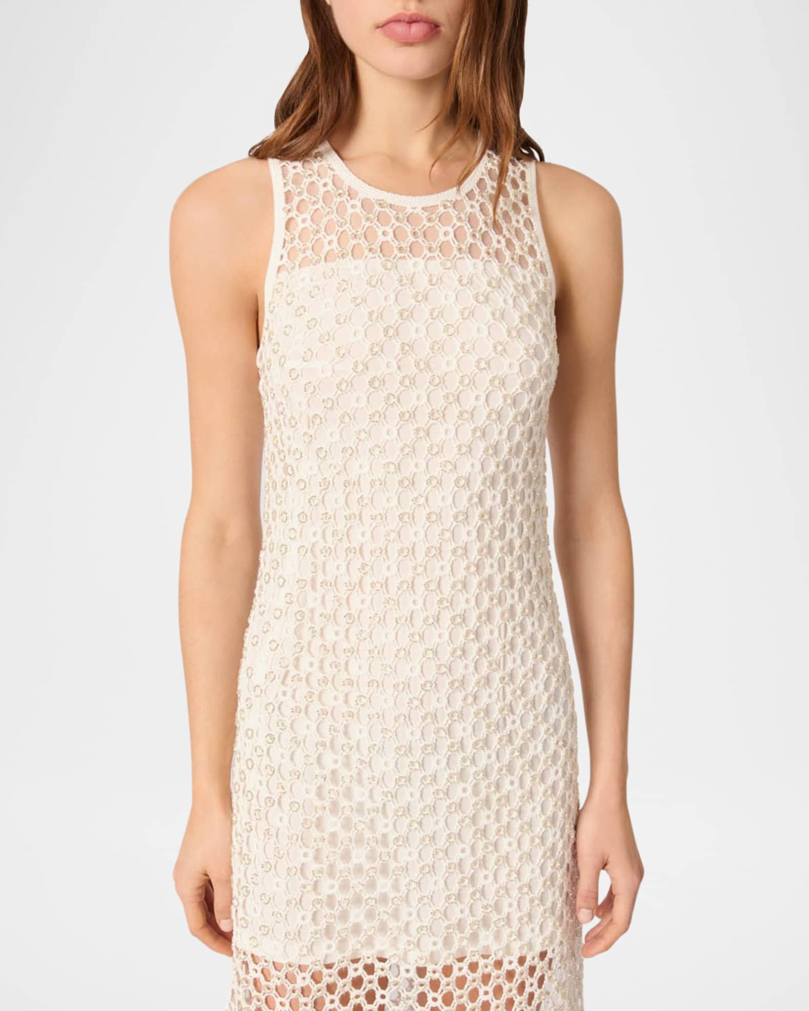 Maje Resille Open-Knit Midi Dress | Neiman Marcus