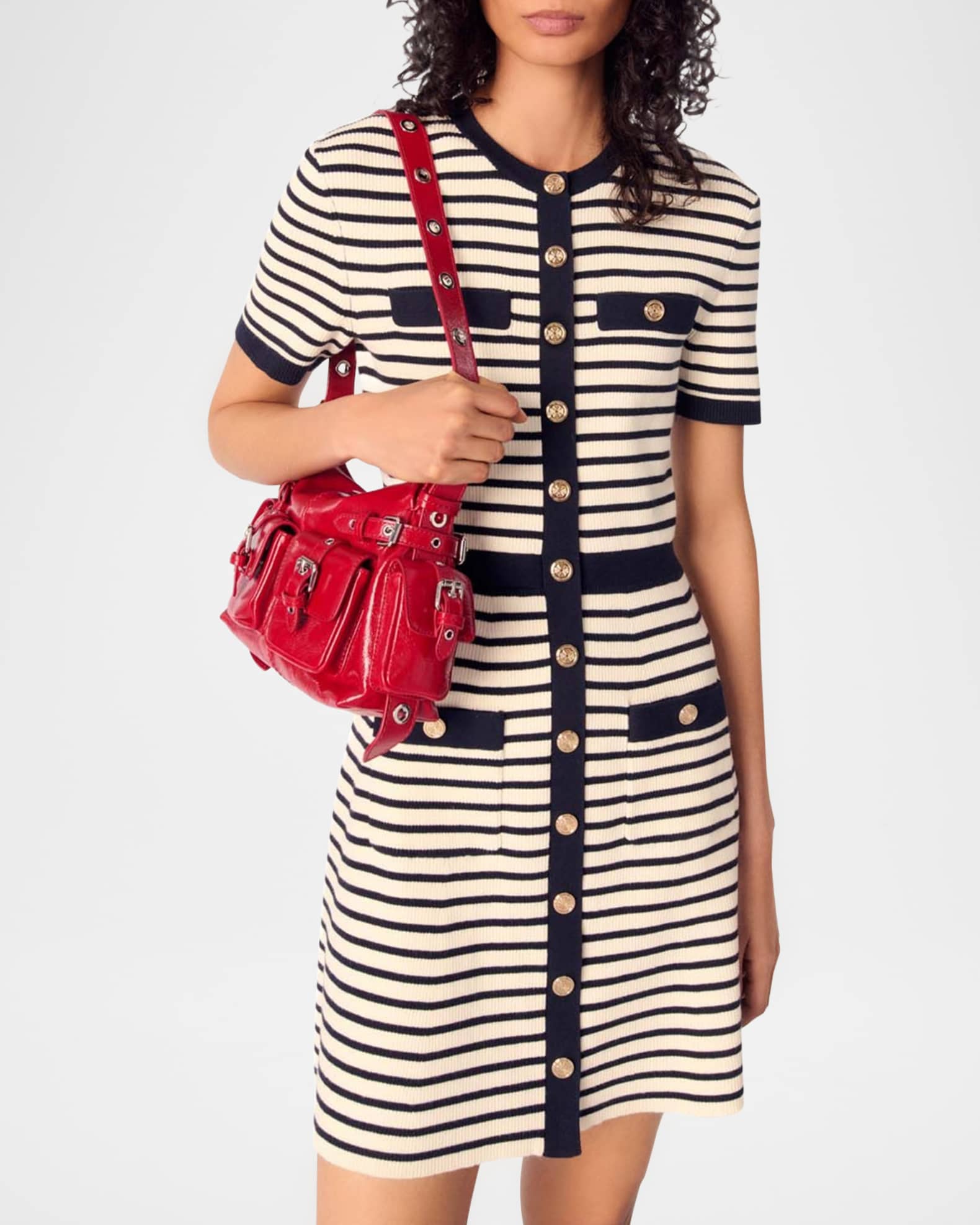 Maje Rirolls Striped Mini Dress | Neiman Marcus