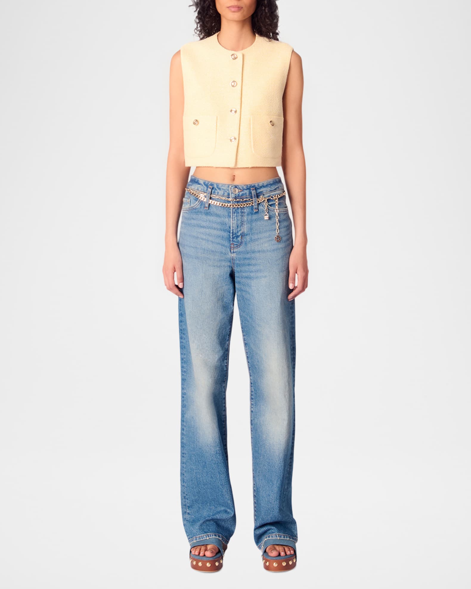 Maje Visoleil Sleeveless Cropped Blazer | Neiman Marcus