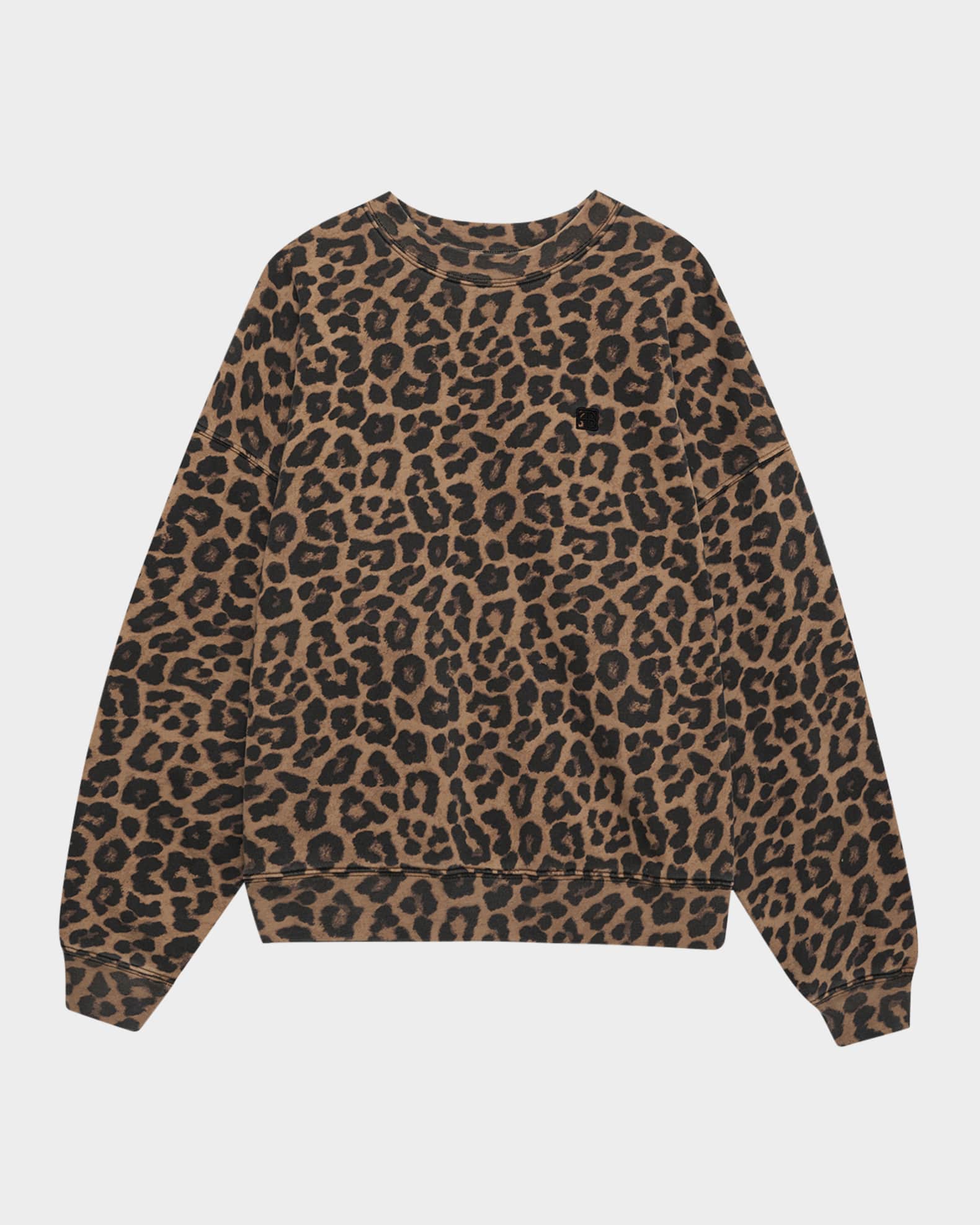 ANINE BING Miles Leopard Crewneck Sweatshirt | Neiman Marcus
