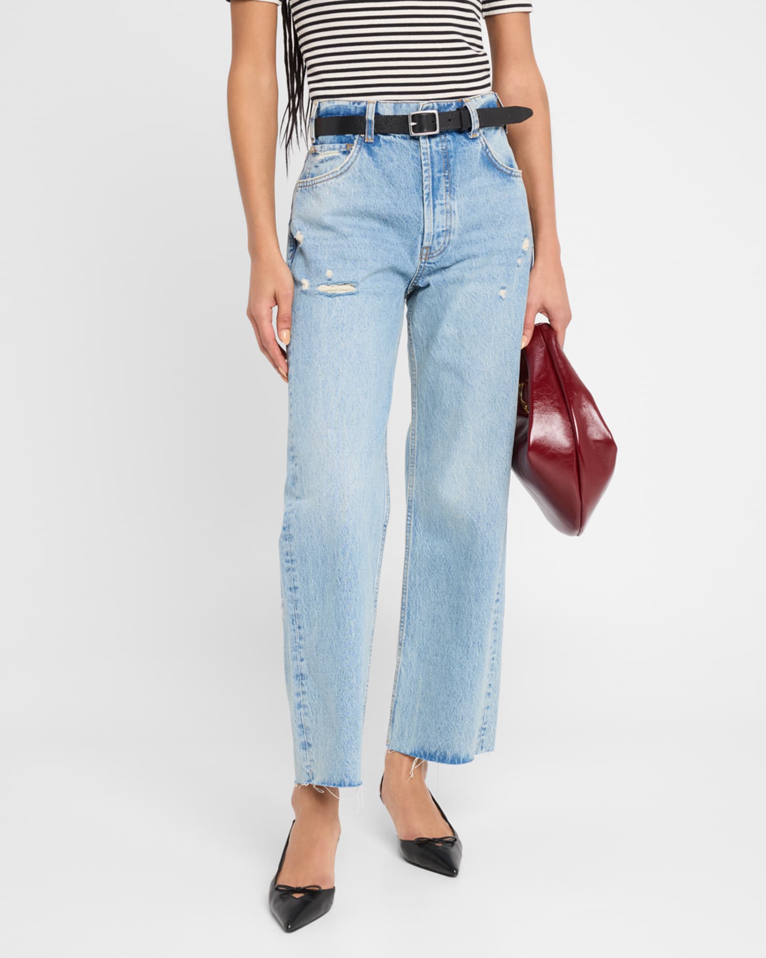 ANINE BING Gavin Distressed Straight-Leg Jeans | Neiman Marcus