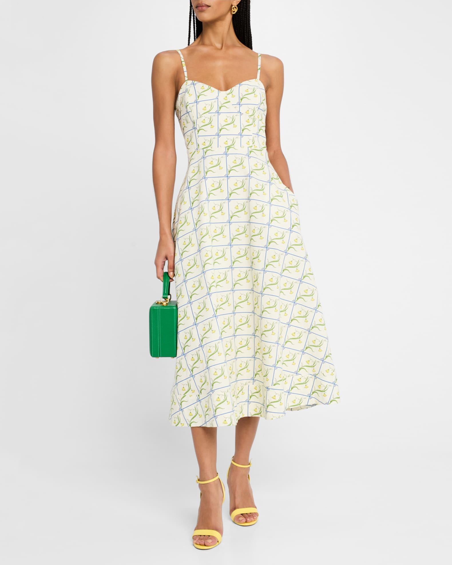 Rachel Antonoff Harper Floral Sleeveless Midi Dress | Neiman Marcus