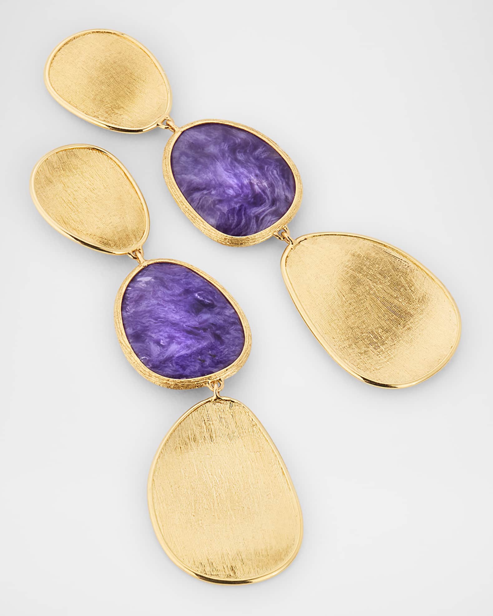 Marco Bicego Lunaria 18K Yellow Gold Drop Earrings with Charoite ...