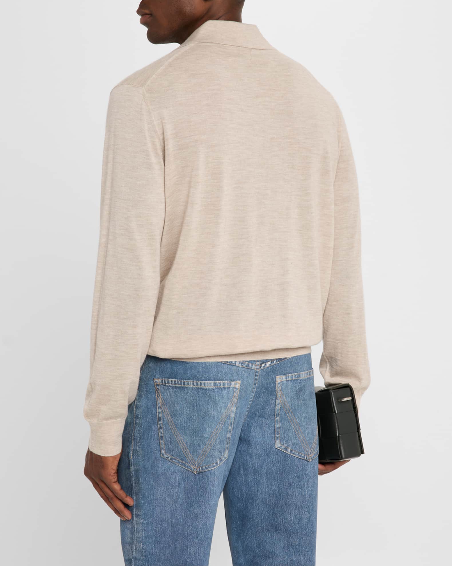 Bottega Veneta Men's Fine Cashmere Polo Shirt | Neiman Marcus