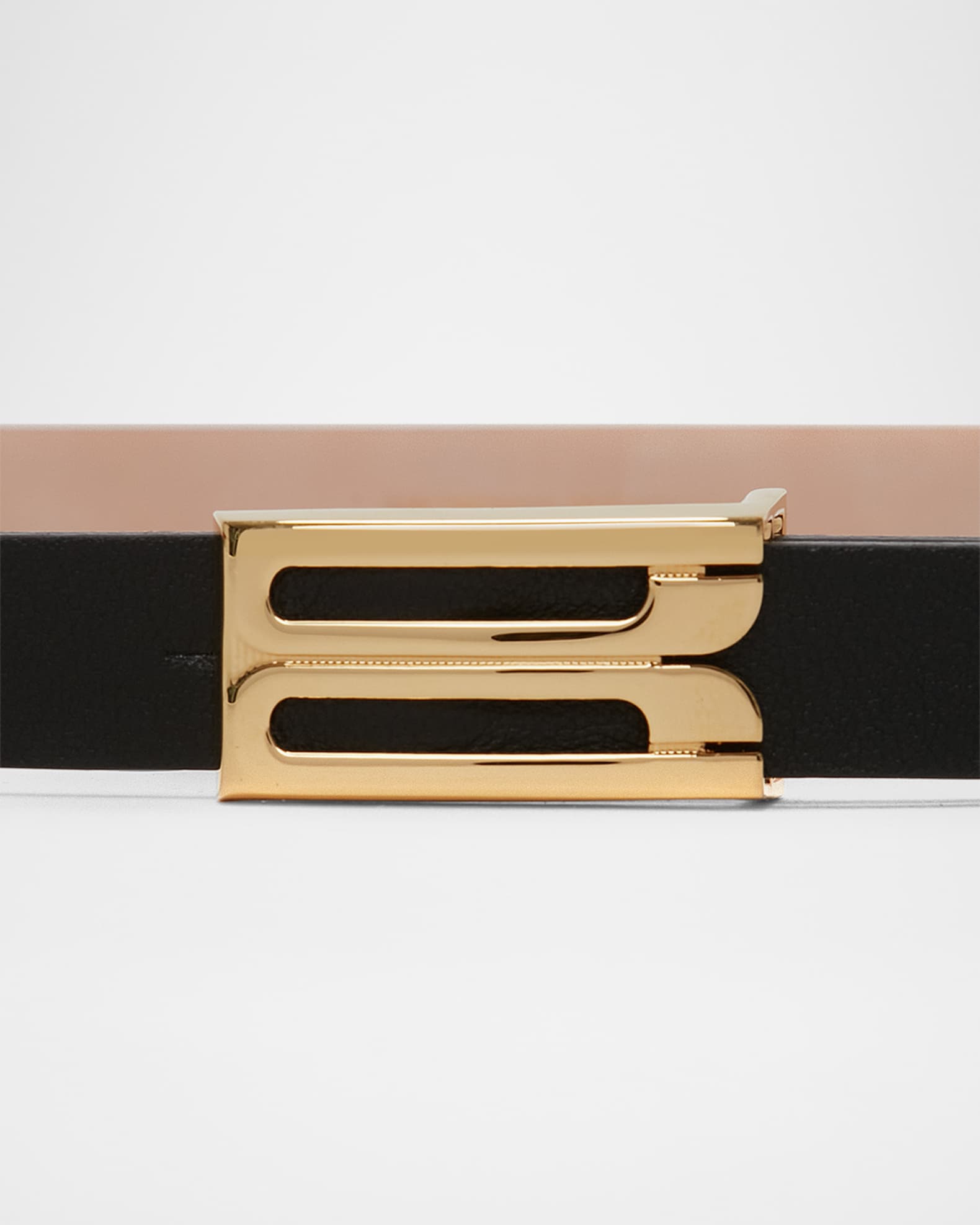 Victoria Beckham Frame B-Logo Micro Leather Belt | Neiman Marcus
