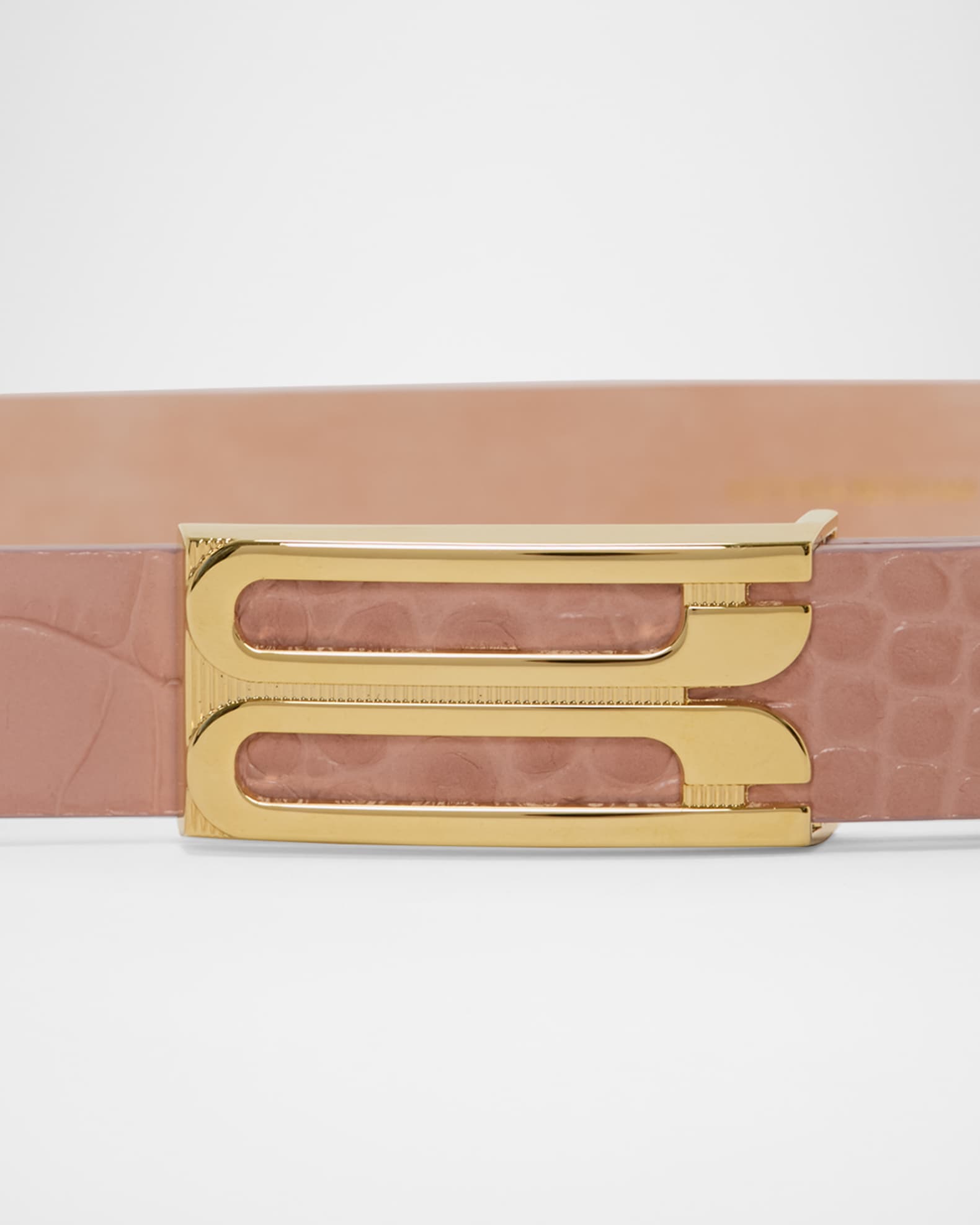 Victoria Beckham Gold-Plated B-Logo Leather Belt | Neiman Marcus