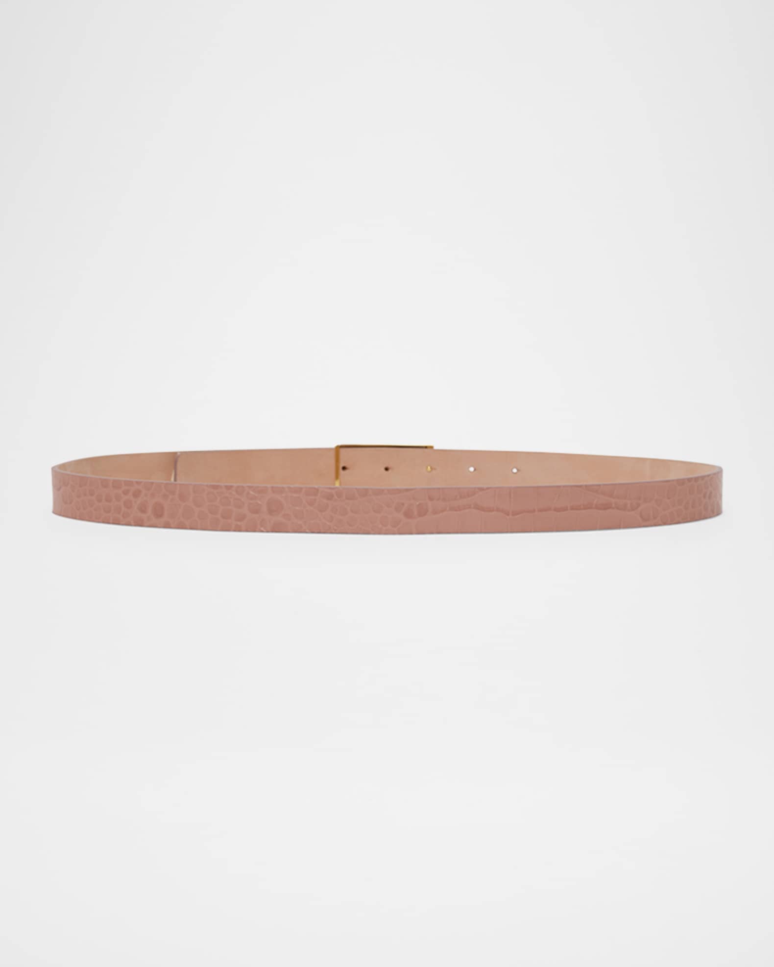Victoria Beckham Gold-Plated B-Logo Leather Belt | Neiman Marcus