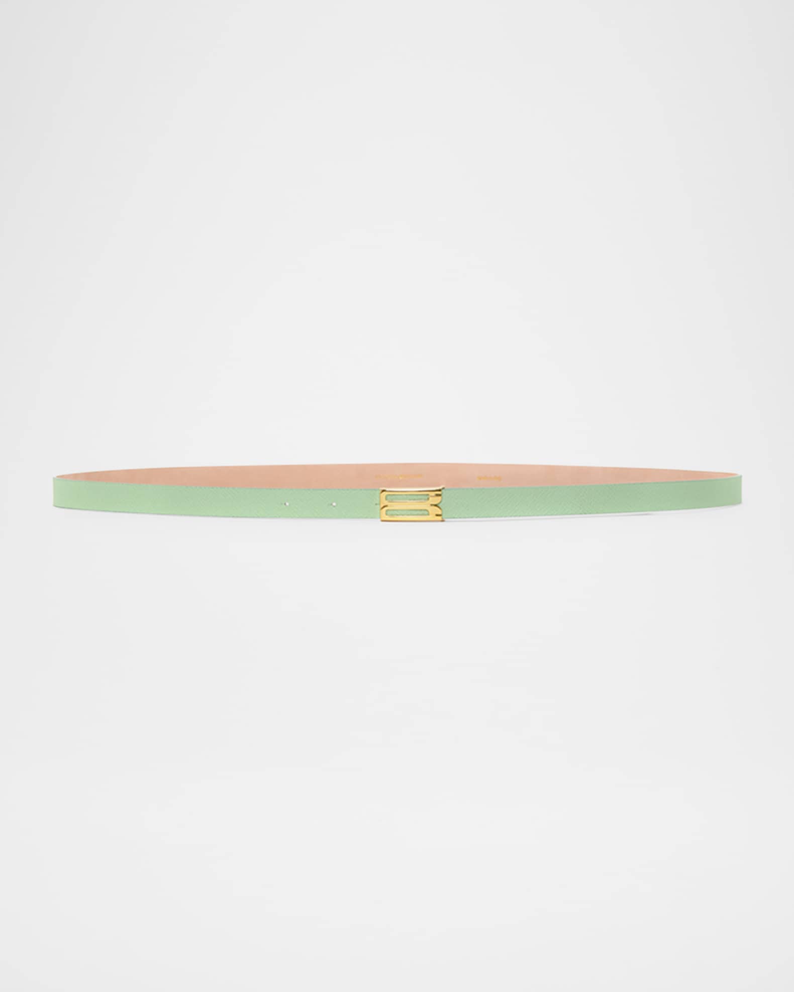 Victoria Beckham Gold-Plated B-Logo Skinny Leather Belt | Neiman Marcus