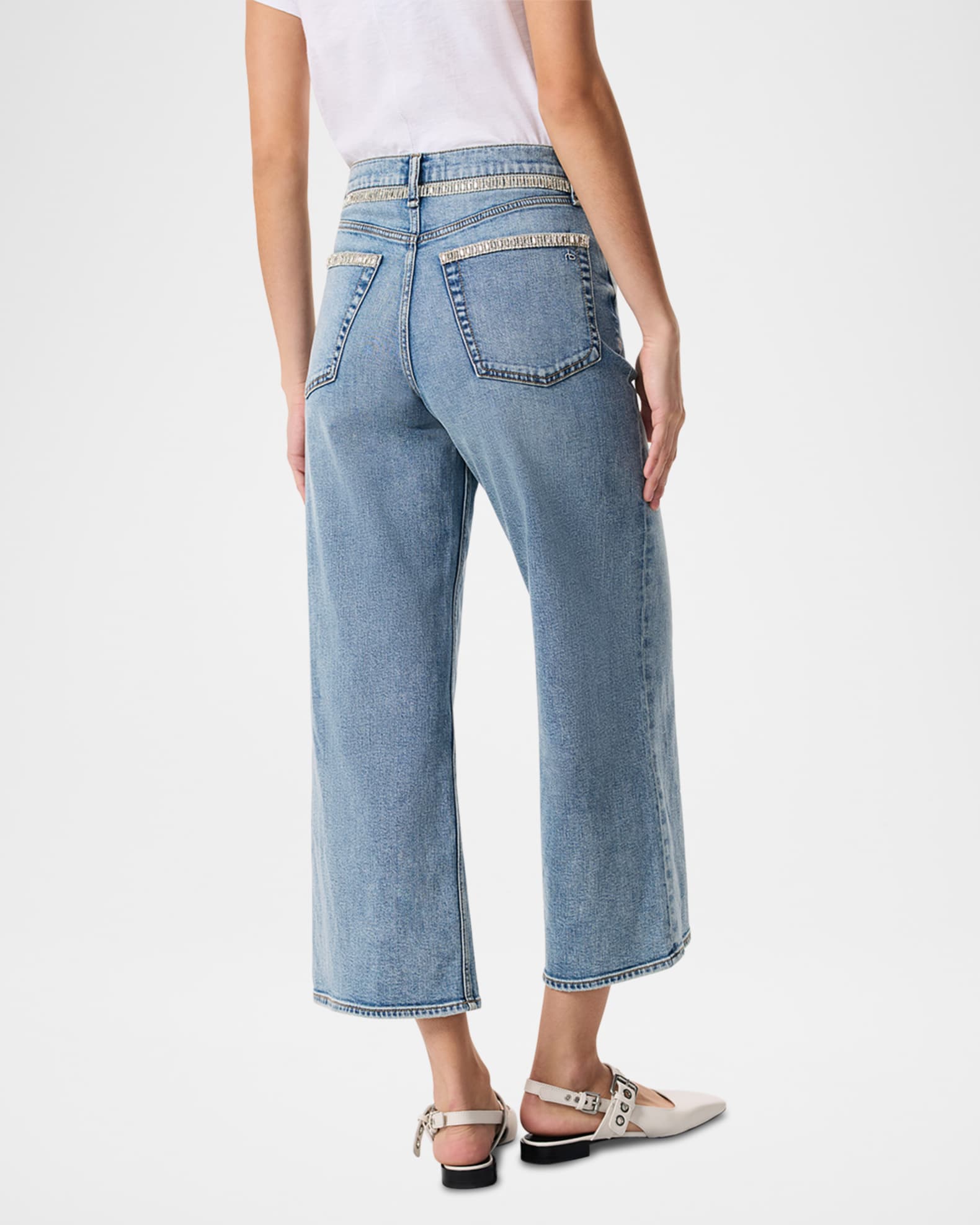 Rag & Bone Andi Embellished Wide Ankle Jeans | Neiman Marcus