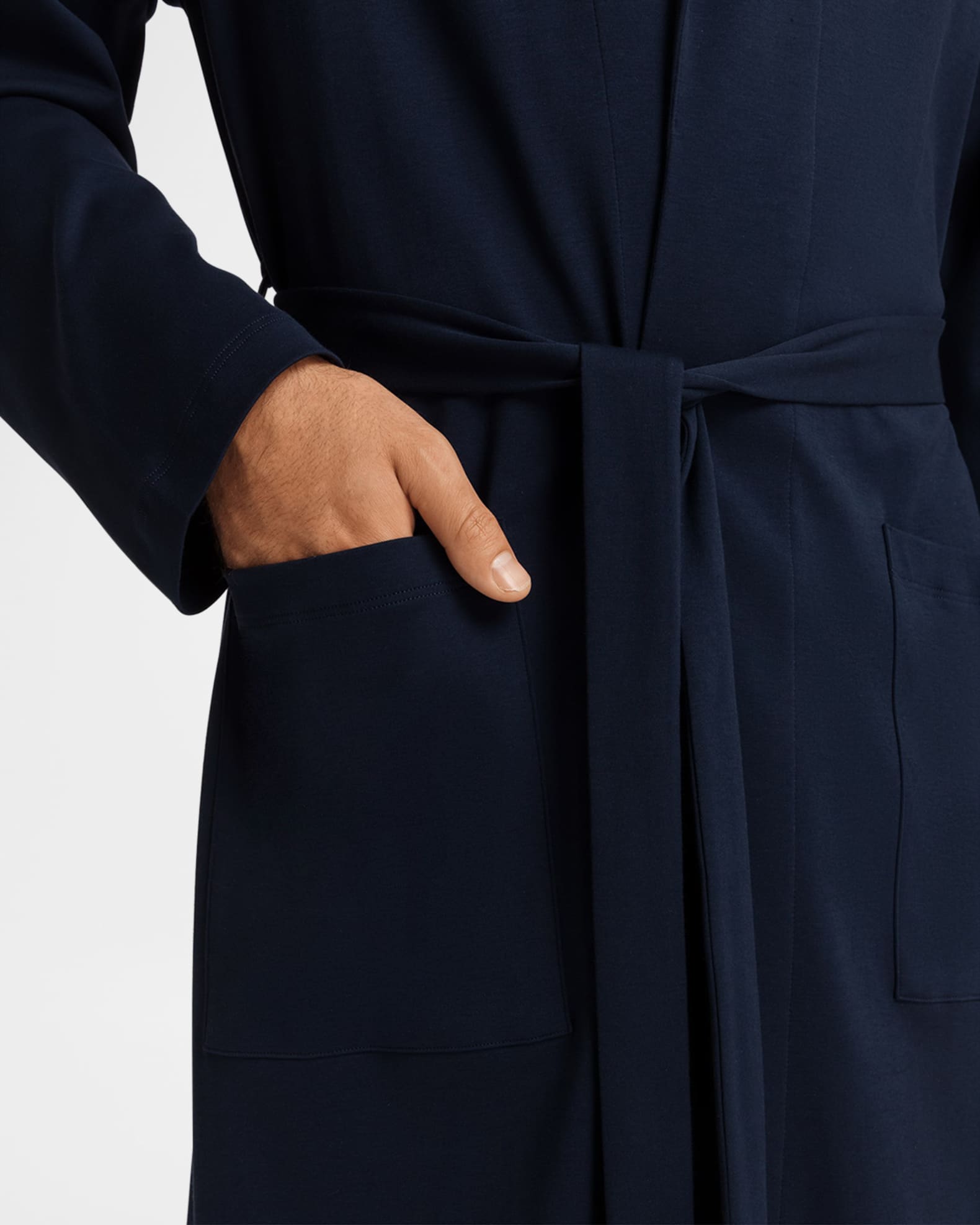 Hanro Men's Night Day Interlock Cotton Robe | Neiman Marcus