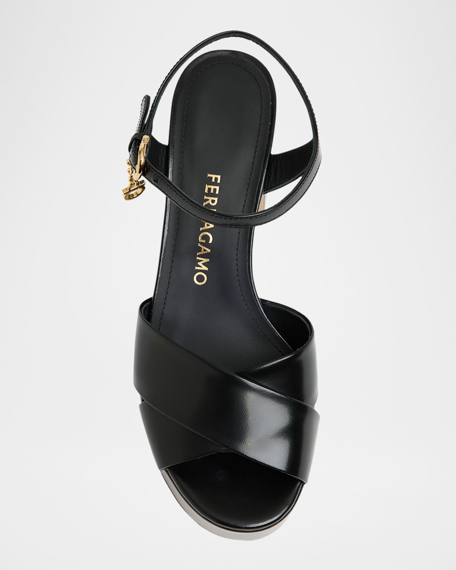 Ferragamo Savia Crisscross Gancini Charm Platform Sandals | Neiman Marcus