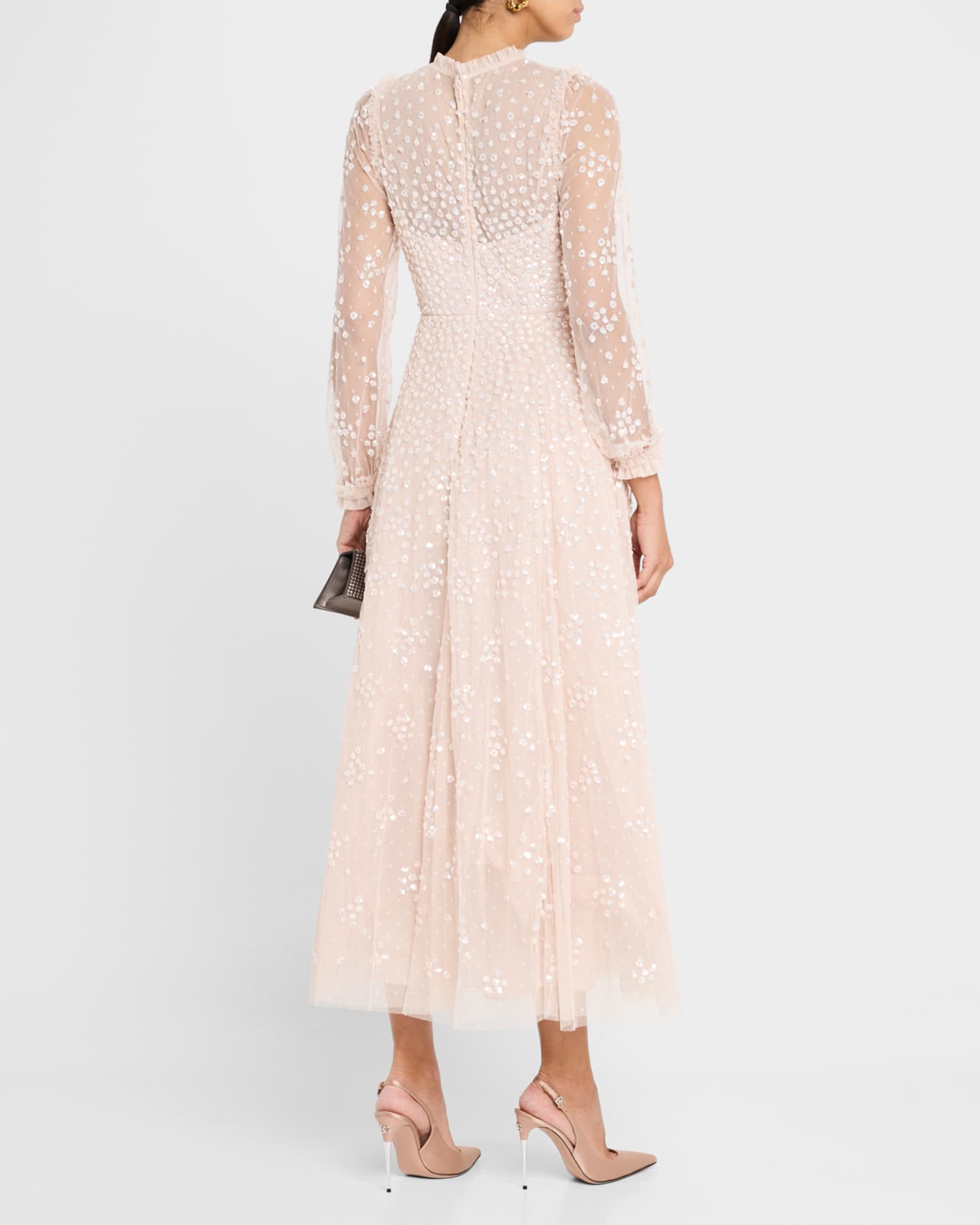 Needle & Thread Leila Sequin Dot Tulle Ankle Gown | Neiman Marcus