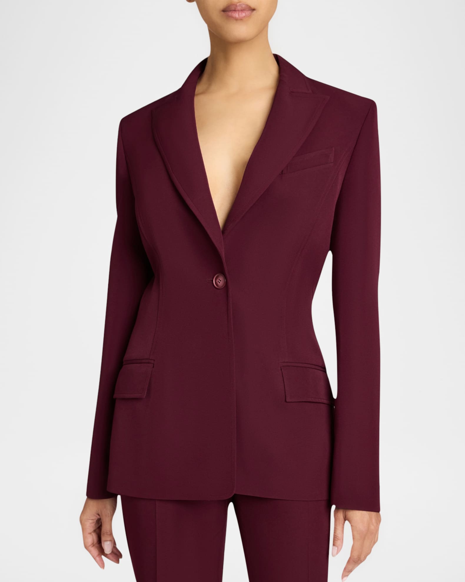 Santorelli Jess One-Button Soft Stretch Crepe Jacket | Neiman Marcus